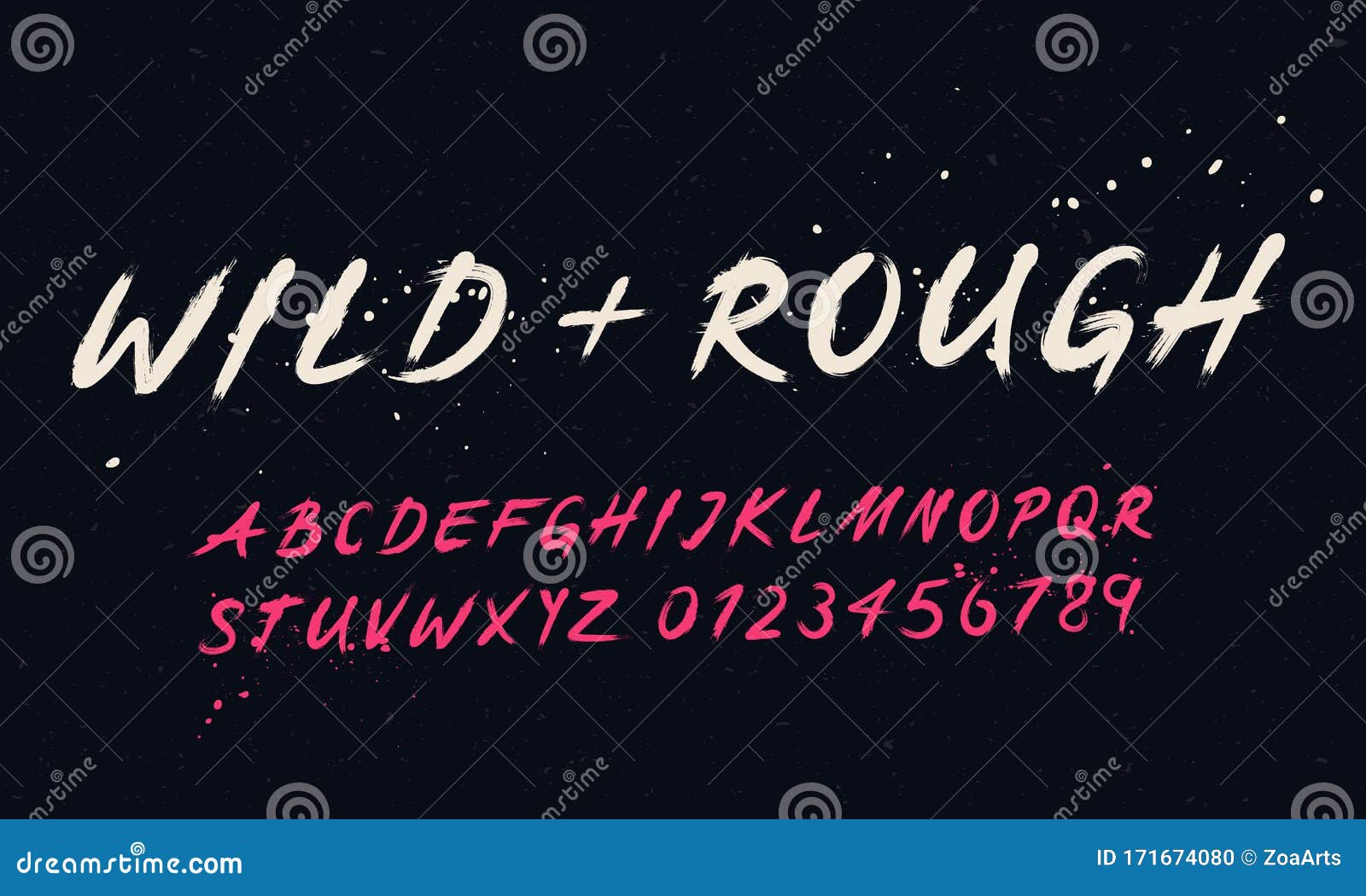 Vector Illustration Hand Drawn Typeface Set. Brush Painted Font ...