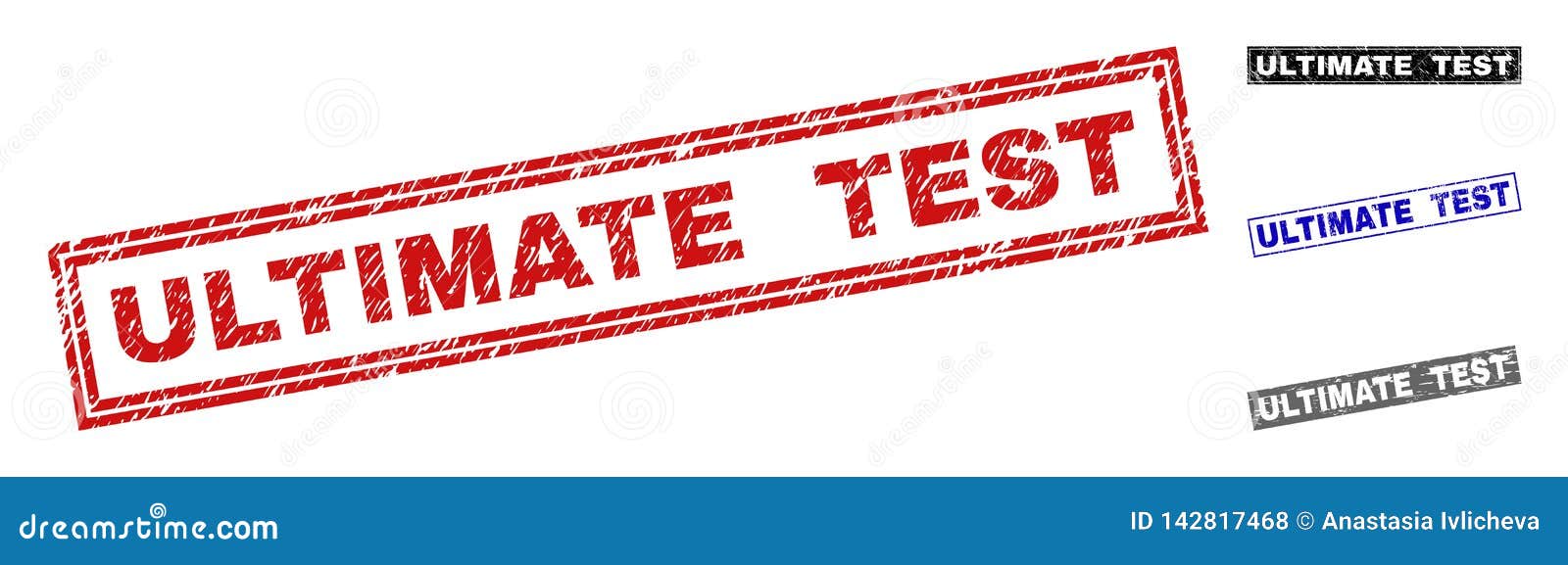 Grunge ULTIMATE TEST Textured Rectangle Stamps Stock Vector ...
