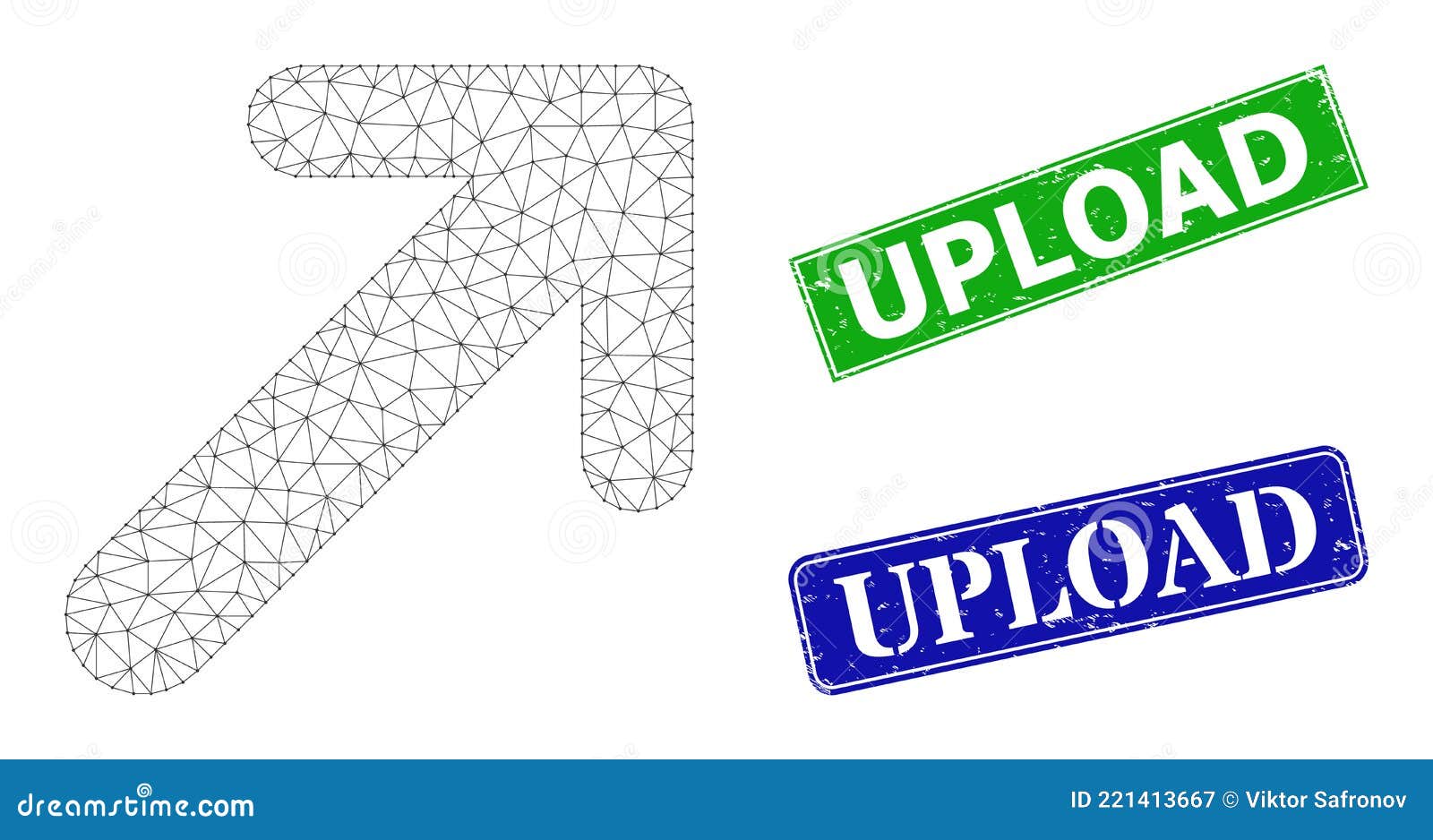 Grunge Upload Seals and Triangle Mesh Arrow Up Right Icon Stock Vector ...