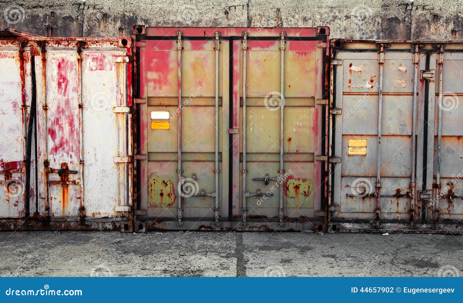 Grunge Urban Interior with Old Cargo Containers Stock Photo - Image of ...