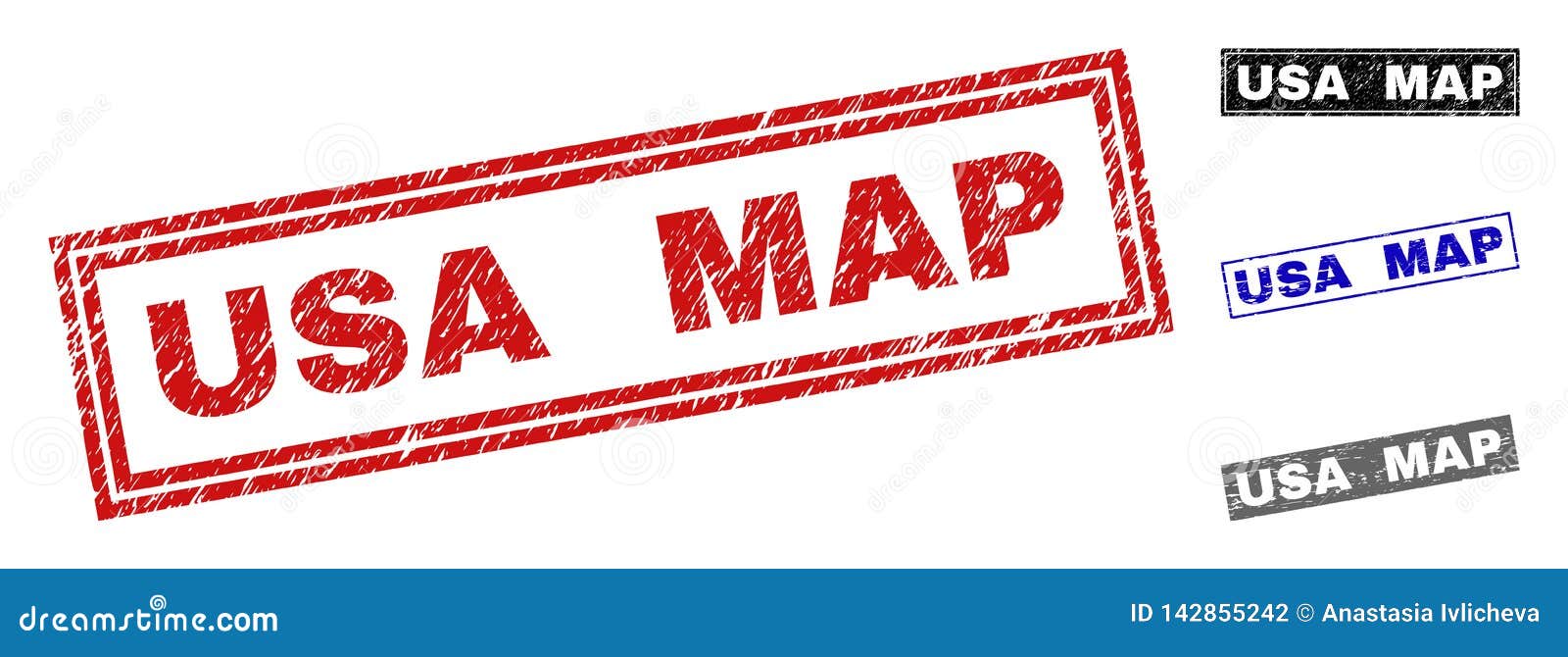 Grunge USA MAP Scratched Rectangle Watermarks Stock Vector ...