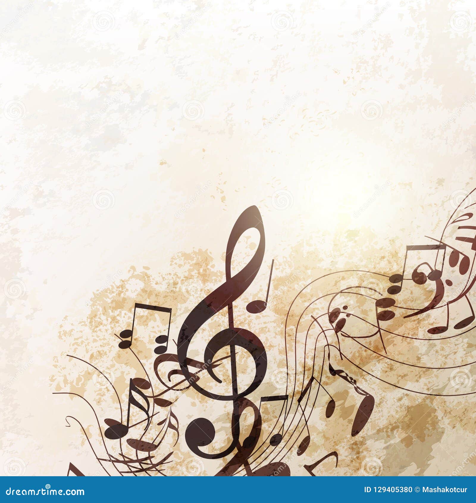 Grunge Vector Background with Music Notes in Vintage Style Stock Vector ...