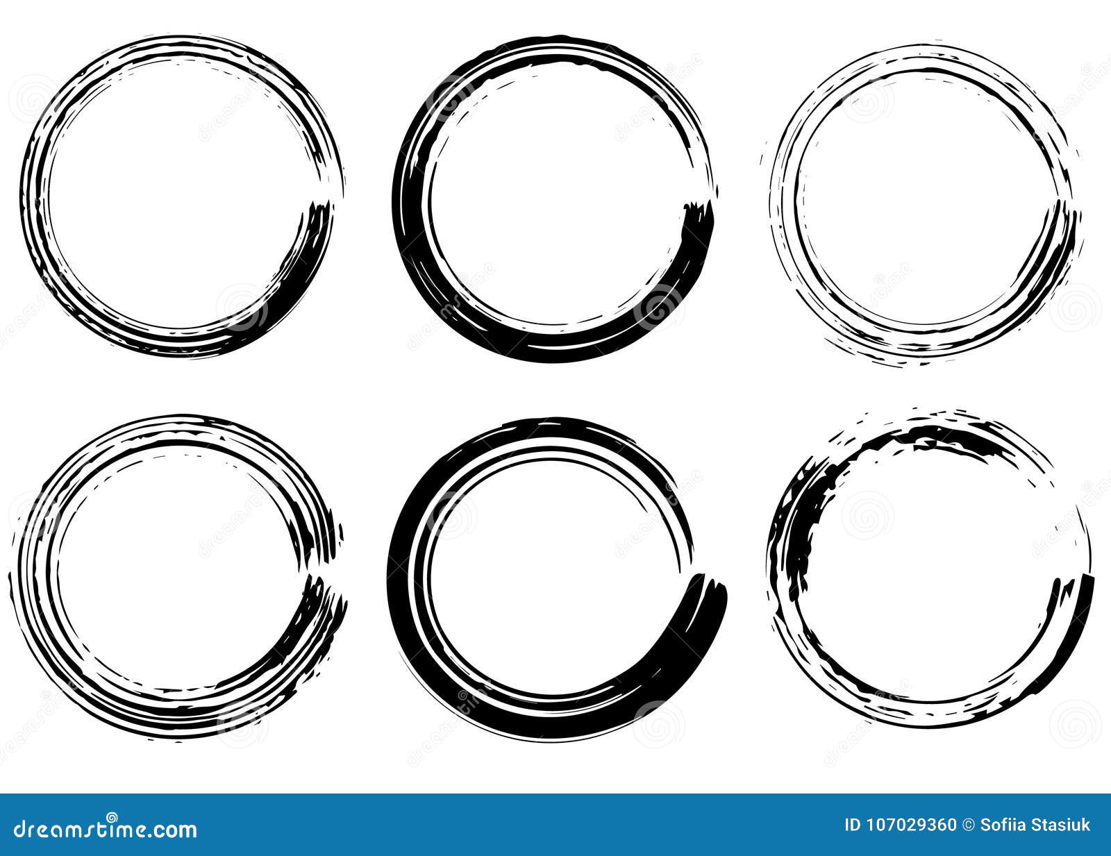 Grunge Vector Circles. Brush Strokes Set Stock Vector - Illustration of dirty, smear: 107029360