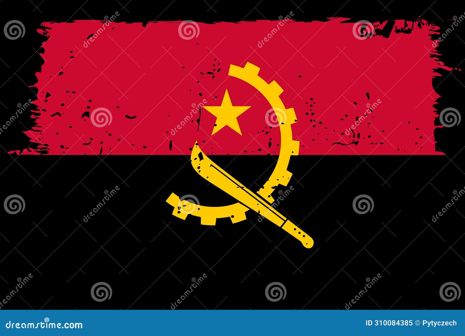 Grunge Vector Flag of Angola Stock Vector - Illustration of symbol ...