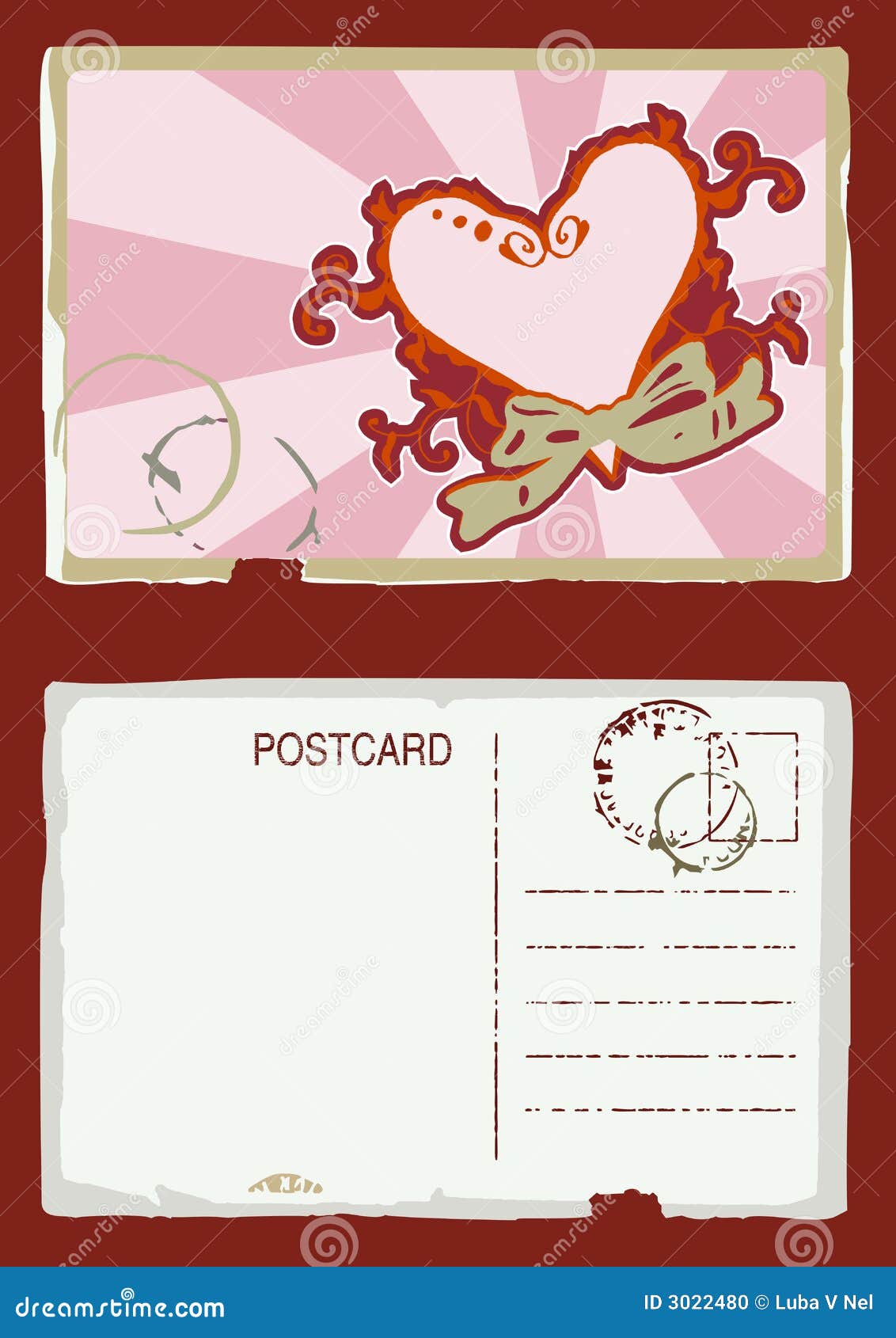 Grunge Vector Heart Postcard Stock Vector - Illustration of burnt ...