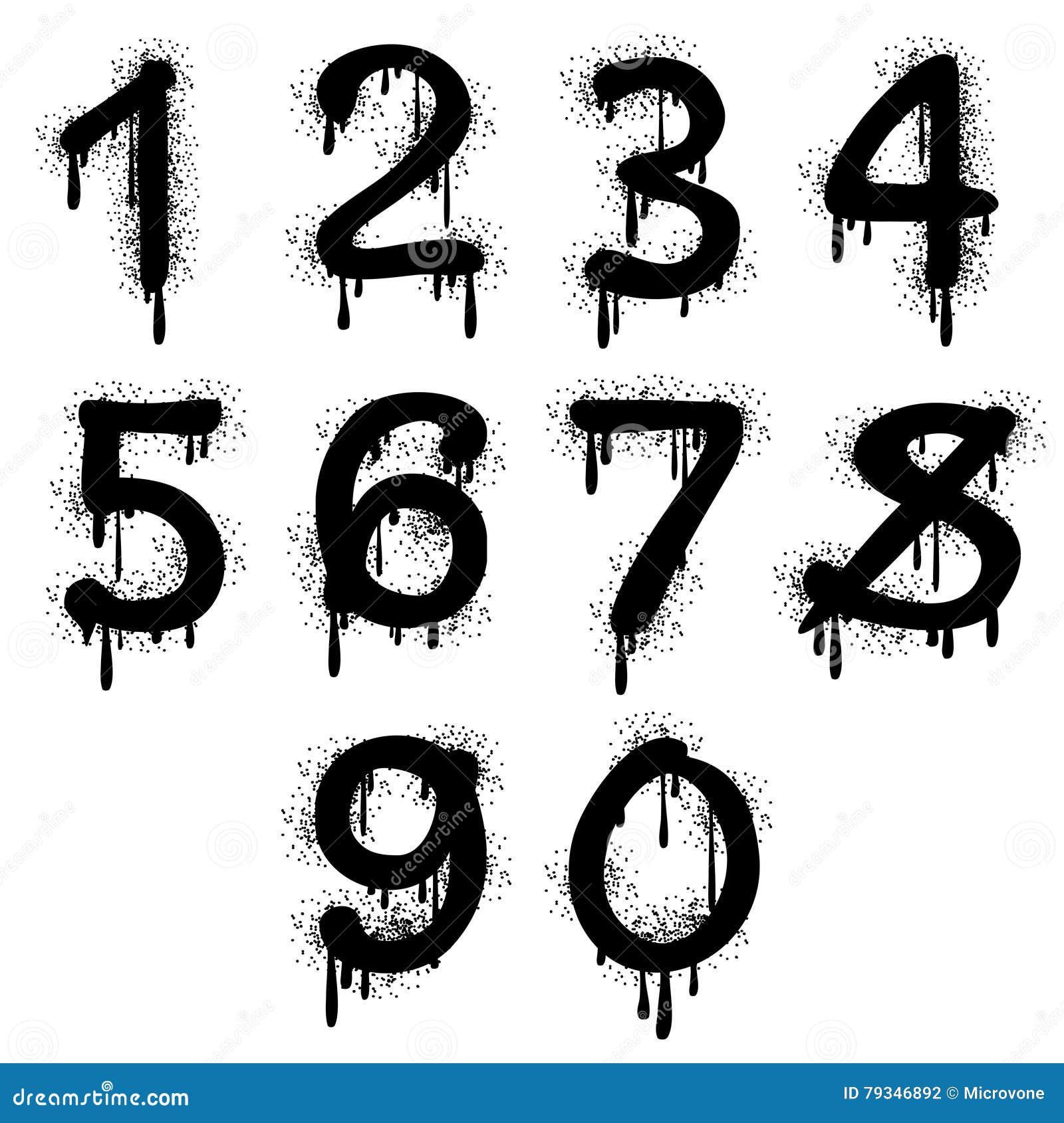 Grunge Vector Numbers with Splatter Text Effect Stock Vector ...