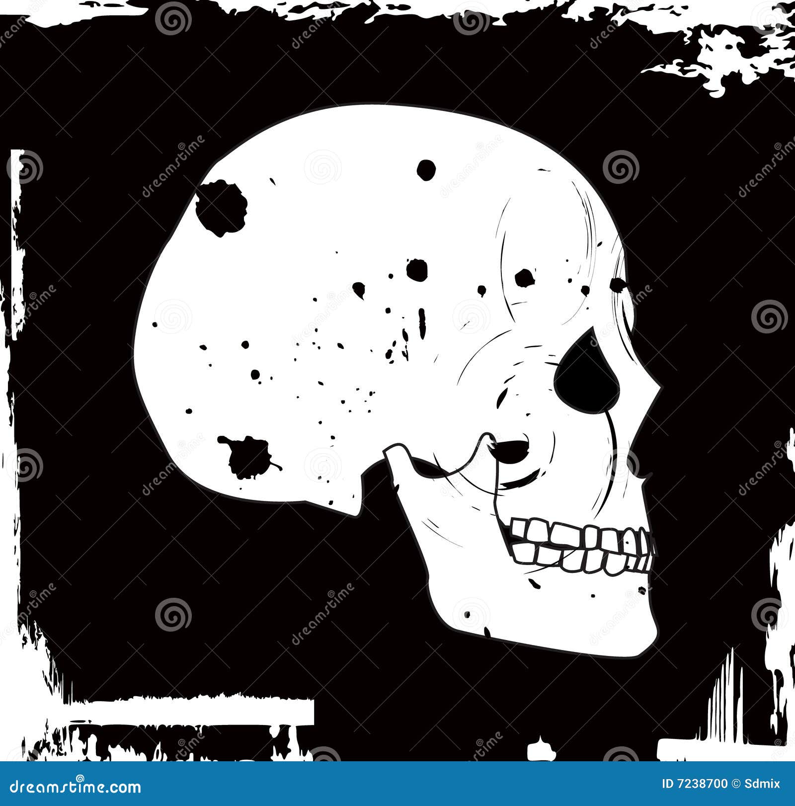 Grunge vector skull stock vector. Illustration of front - 7238700