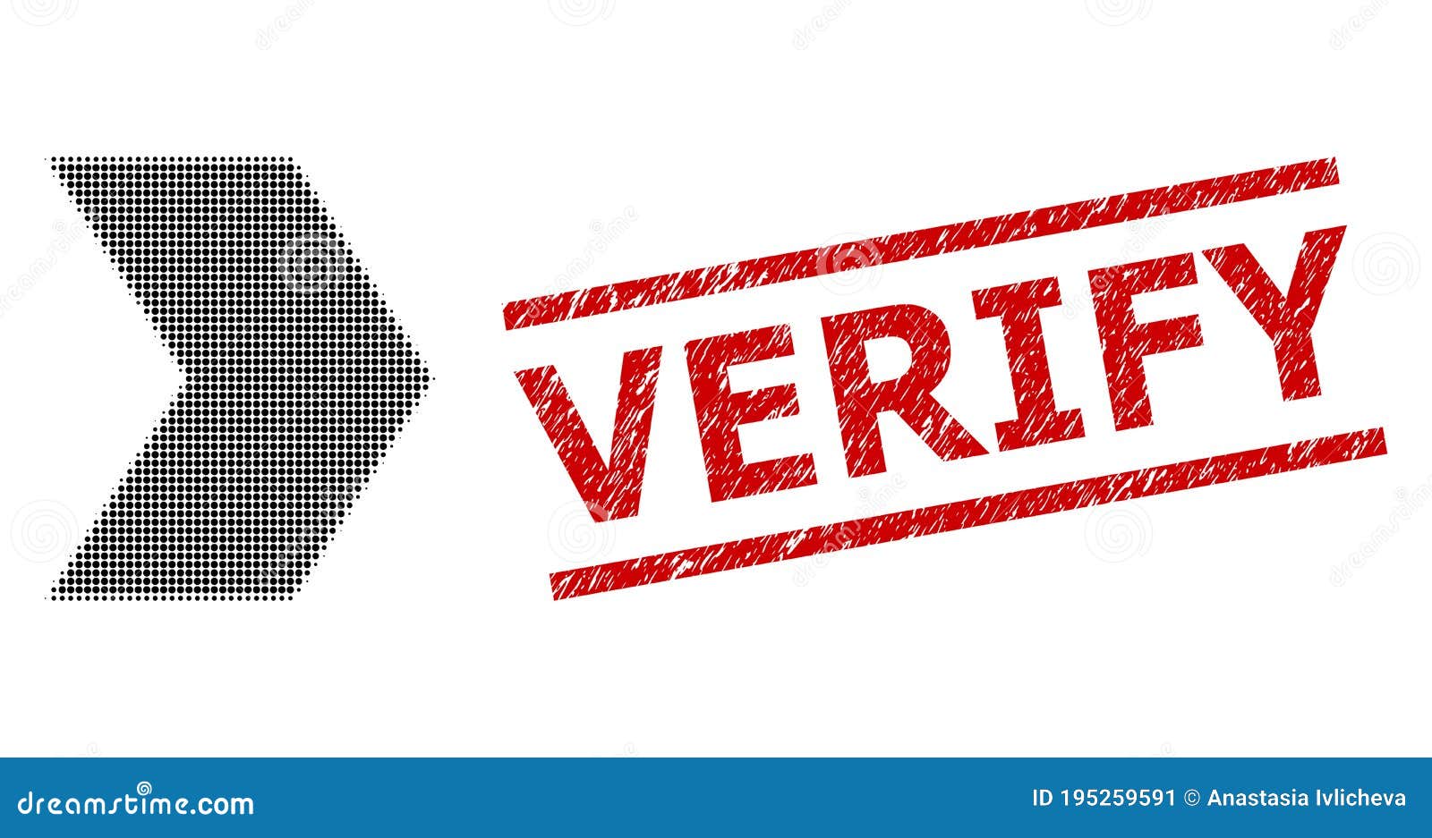 Grunge Verify Stamp and Halftone Dotted Direction Right Stock Vector ...