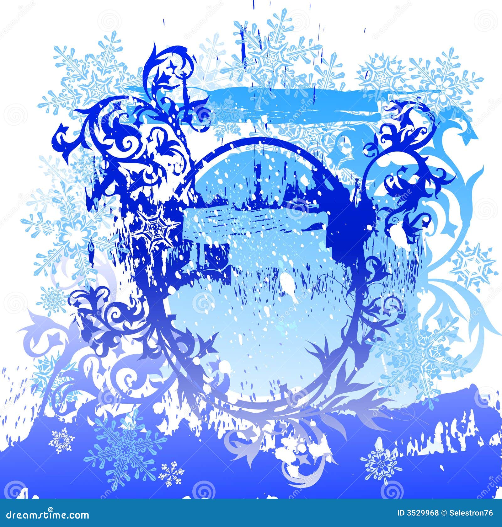 Grunge Vignette & Snowflakes Stock Vector - Illustration of january ...