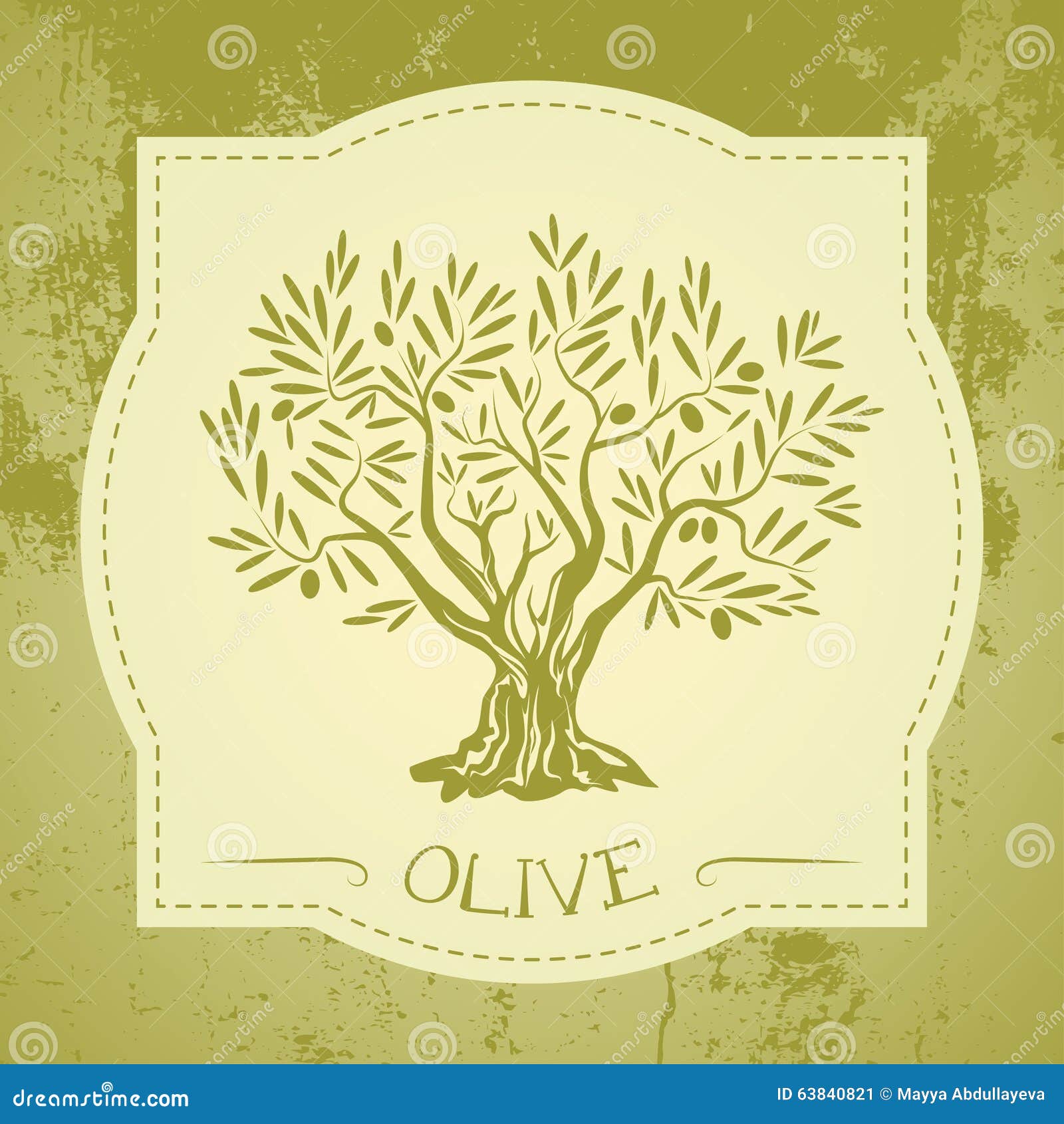 Grunge Vintage Label with Olive Tree Stock Vector - Illustration of ...