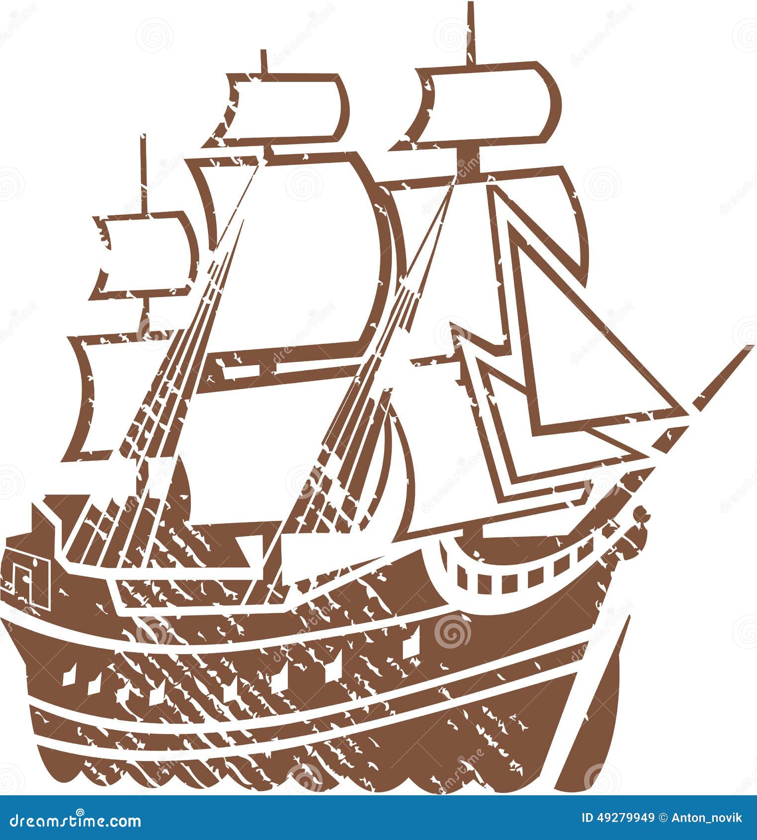 Grunge Vintage Ship stock vector. Illustration of sail - 49279949