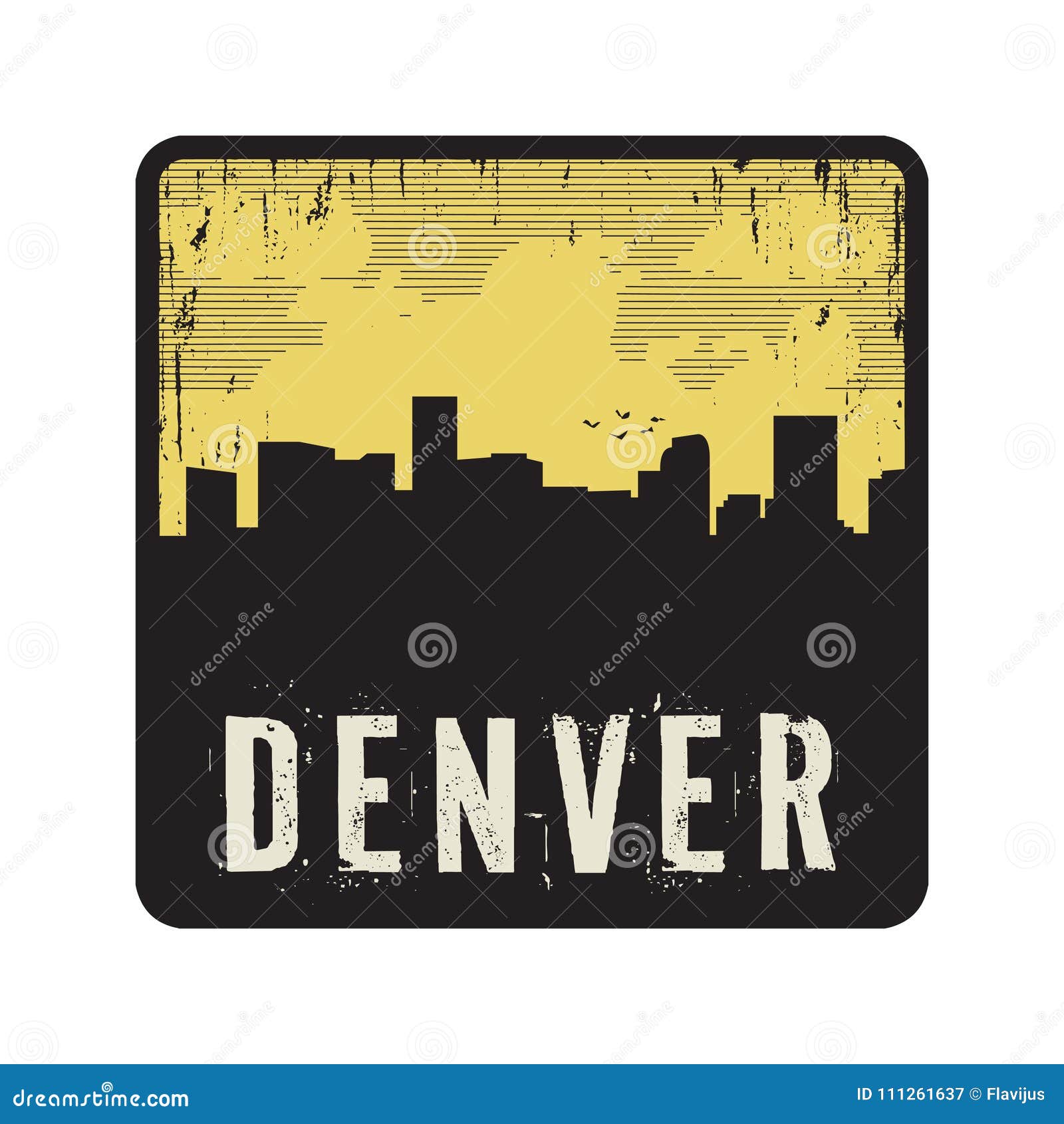 Grunge Denver Text With Skyline Vector Illustration | CartoonDealer.com ...