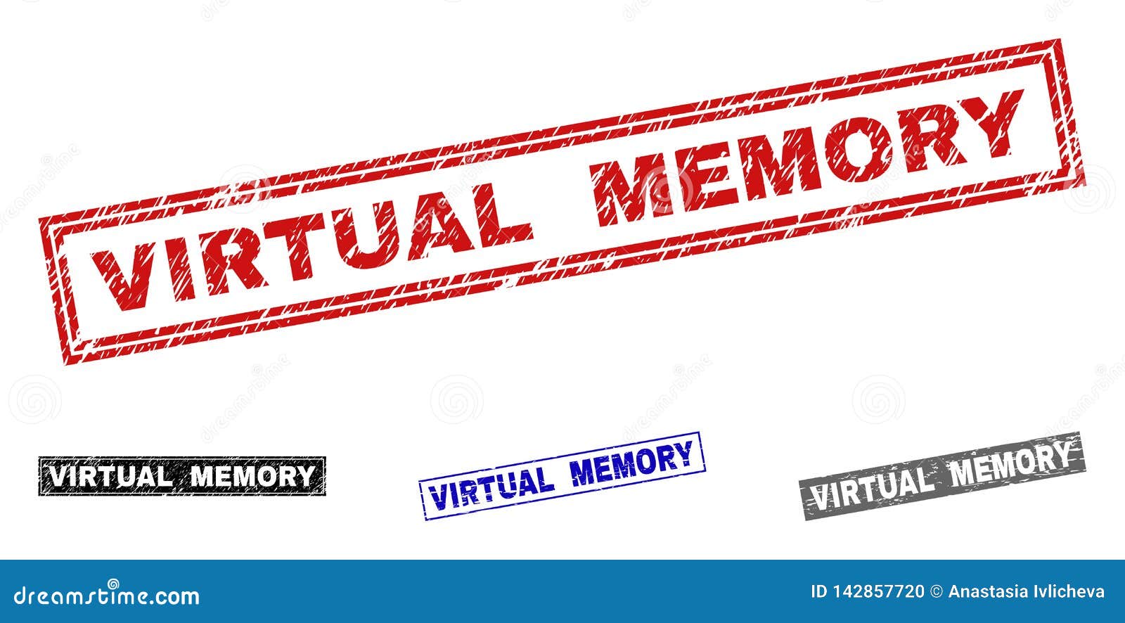 Grunge VIRTUAL MEMORY Scratched Rectangle Watermarks Stock Vector ...