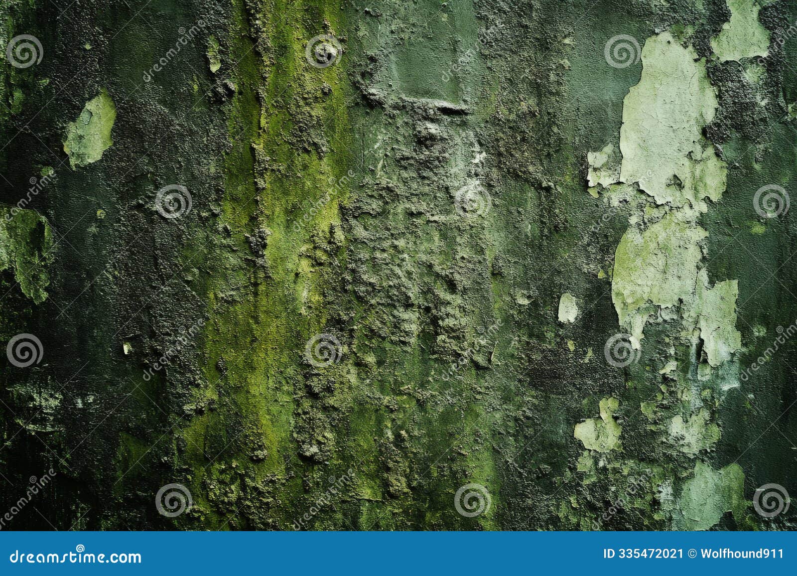 A Grunge Wall Texture in Dark Green, with a Rough, Moss-covered Surface ...