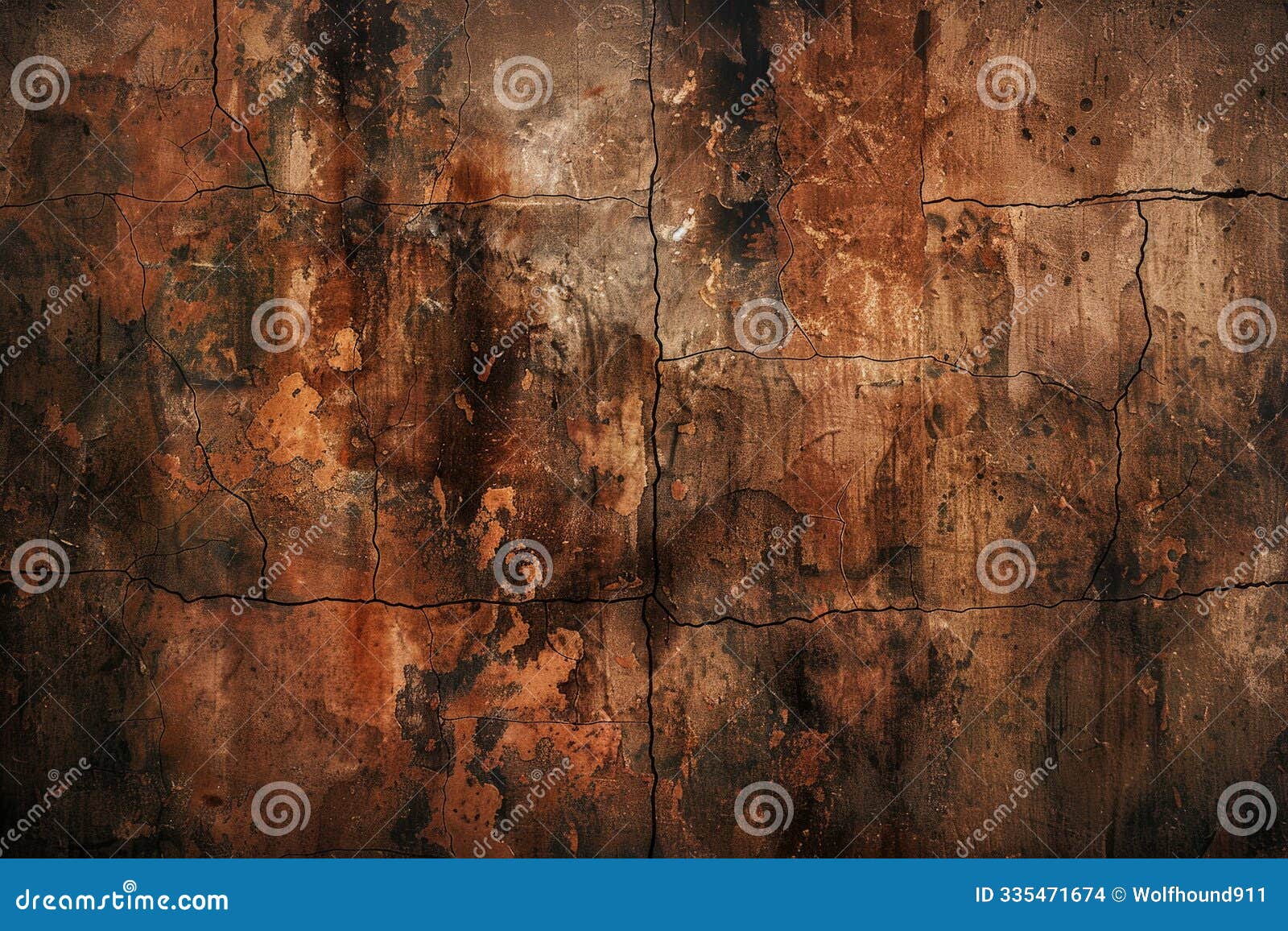 A Grunge Wall Texture in Rusty Brown, Featuring Heavy Corrosion, Cracks ...