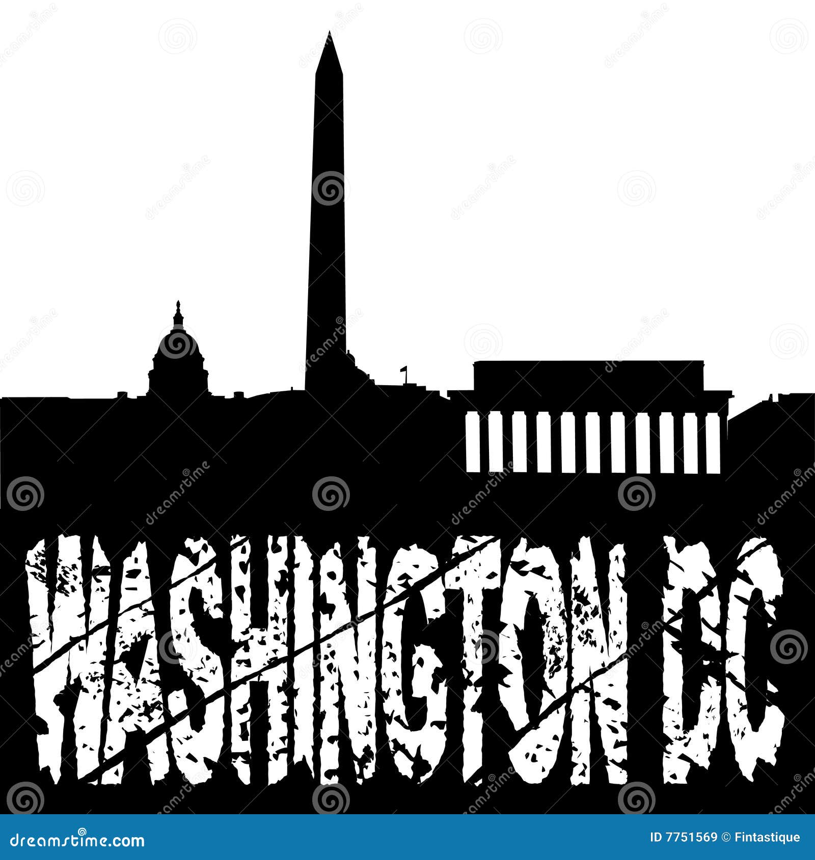 Grunge Washington DC Skyline Stock Vector - Illustration of skyline ...