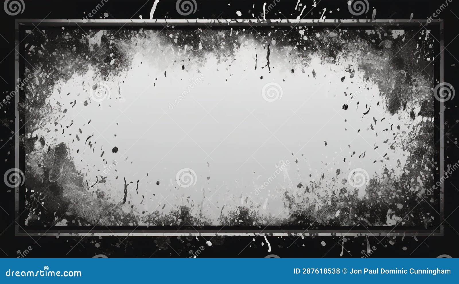Grunge White Paint Splatter Black Background Screen Frame Comic ...