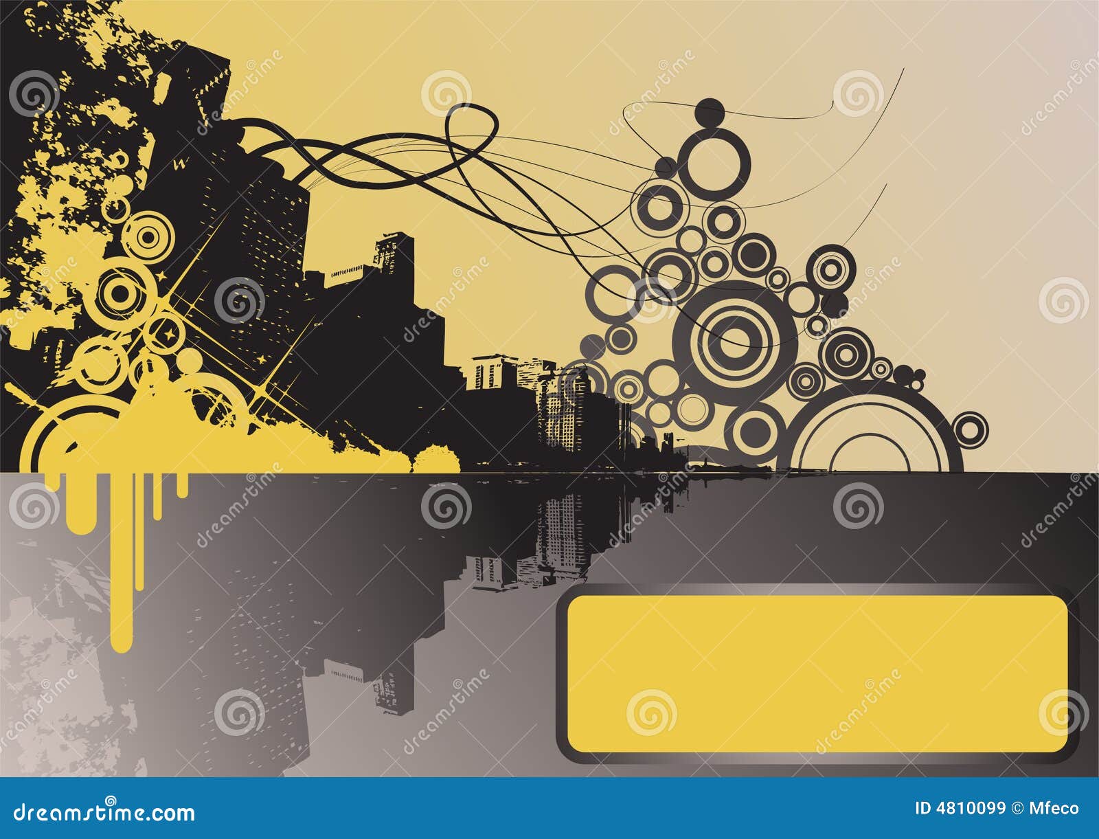 Grunge yellow city stock vector. Illustration of retro - 4810099