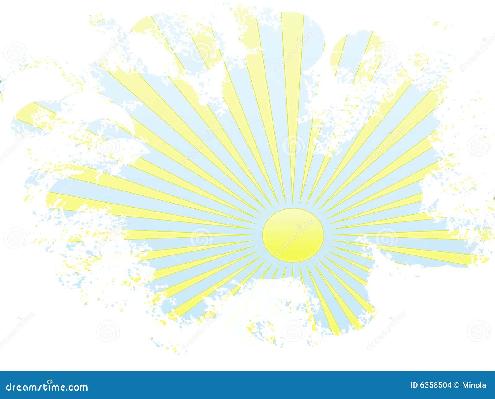 Grunge Yellow Sun Rays in Blue Sky Stock Illustration - Illustration of ...