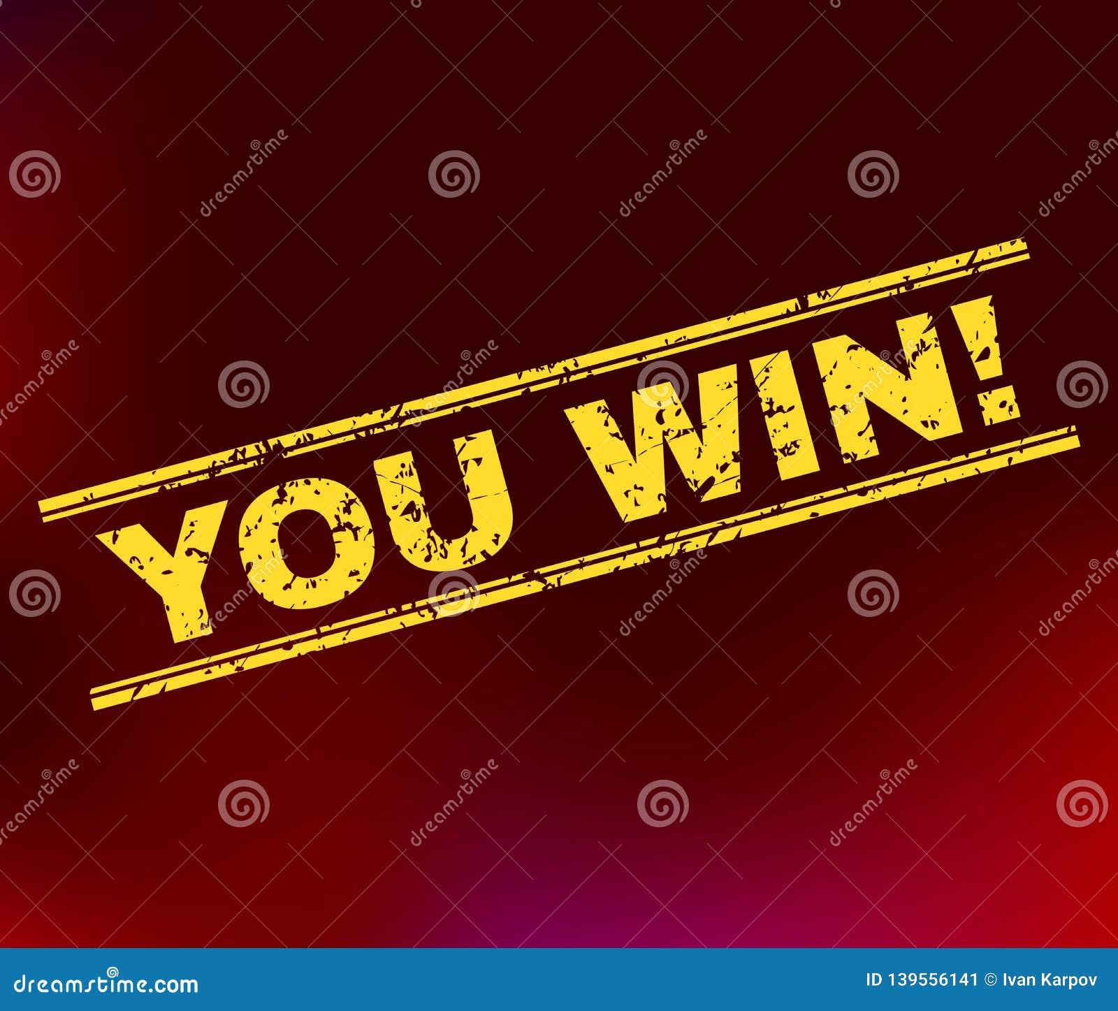 YOU WIN! Grunge Stamp Seal on Gradient Background Stock Vector ...