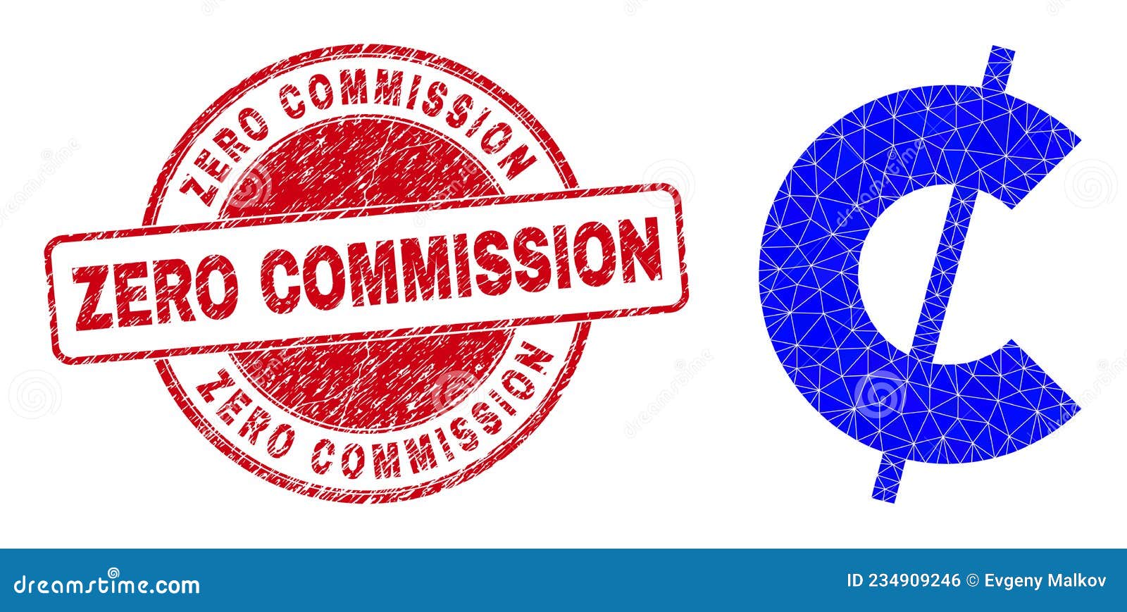 Grunge Zero Commission Round Watermark and Cent Symbol Triangle Icon ...