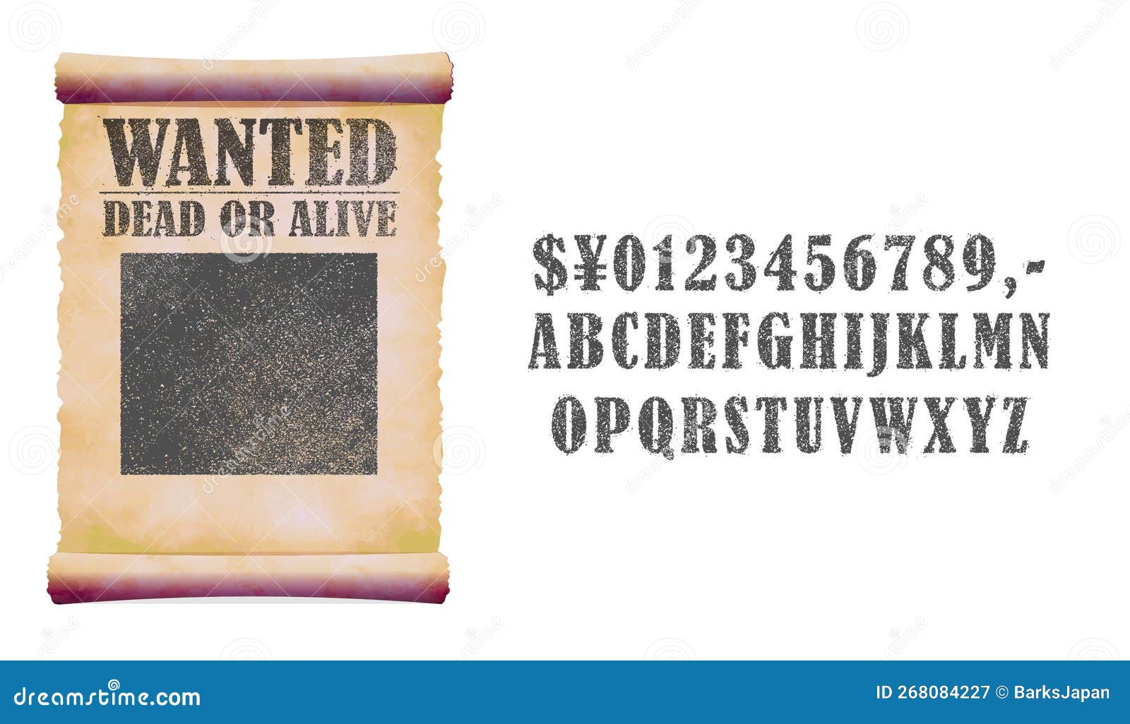 Grunged Wanted Paper Template Vector Illustration Text Editable Stock ...