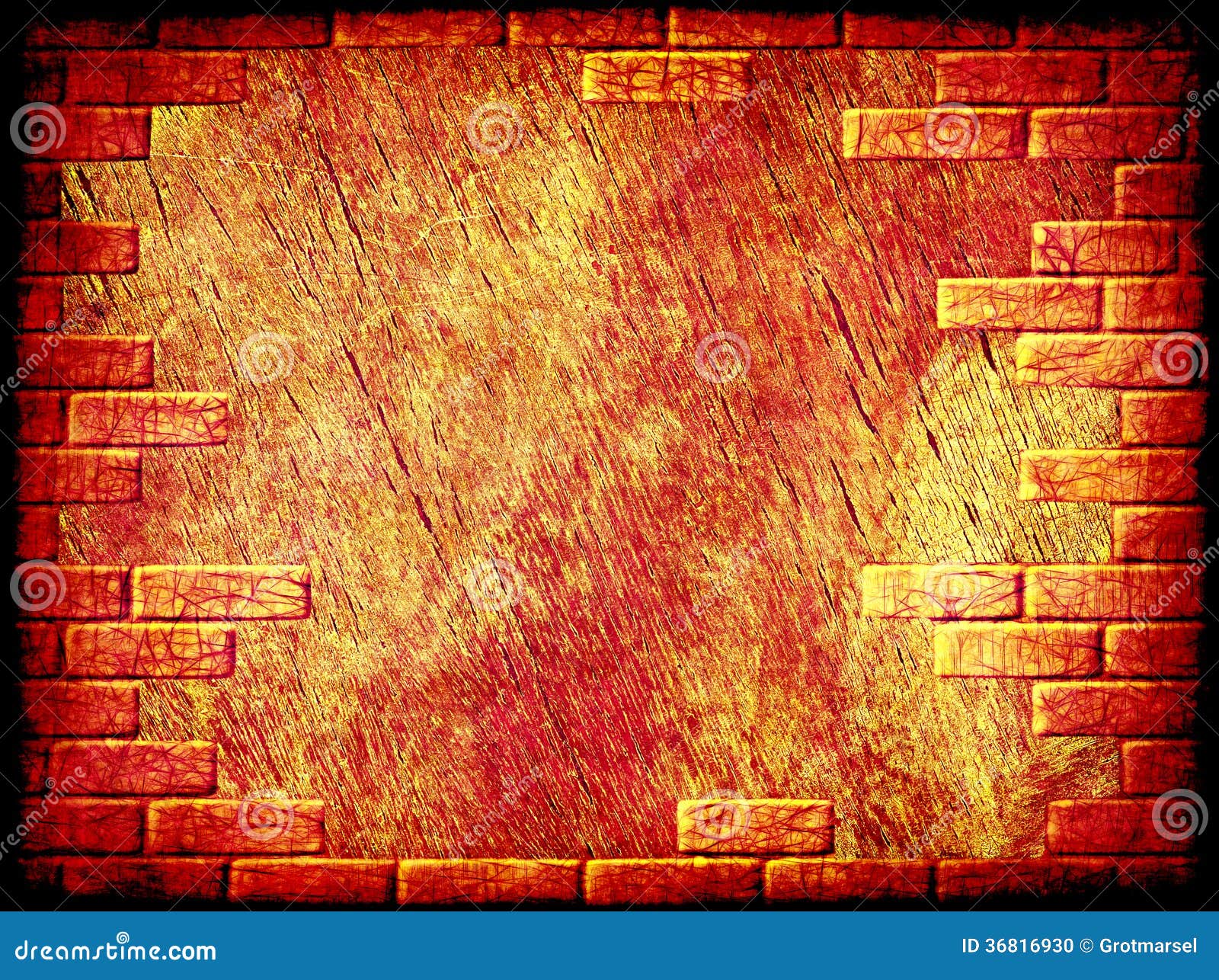 Grungy Abstract Background with Brick Frame Border. Stock Illustration ...