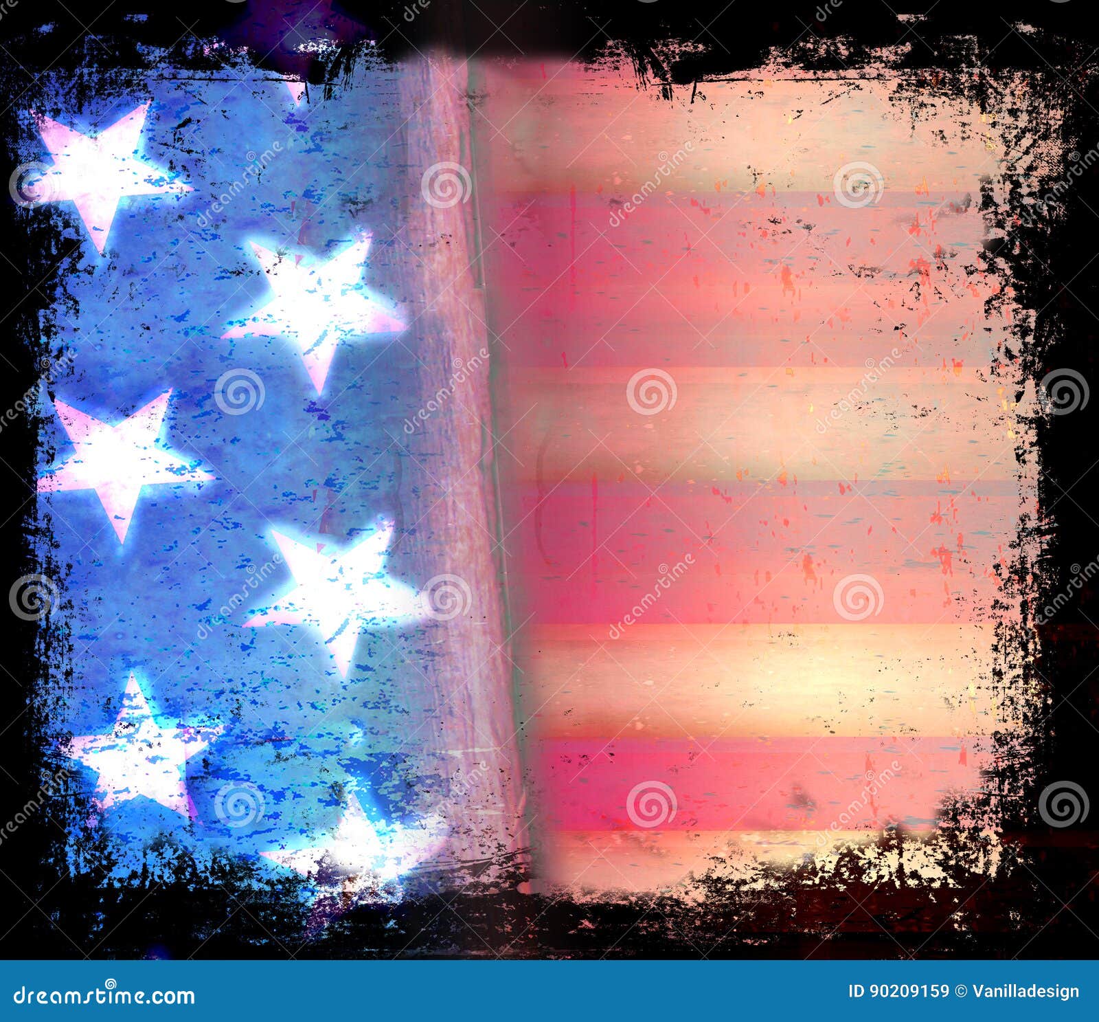 Grungy american flag frame stock illustration. Illustration of country ...