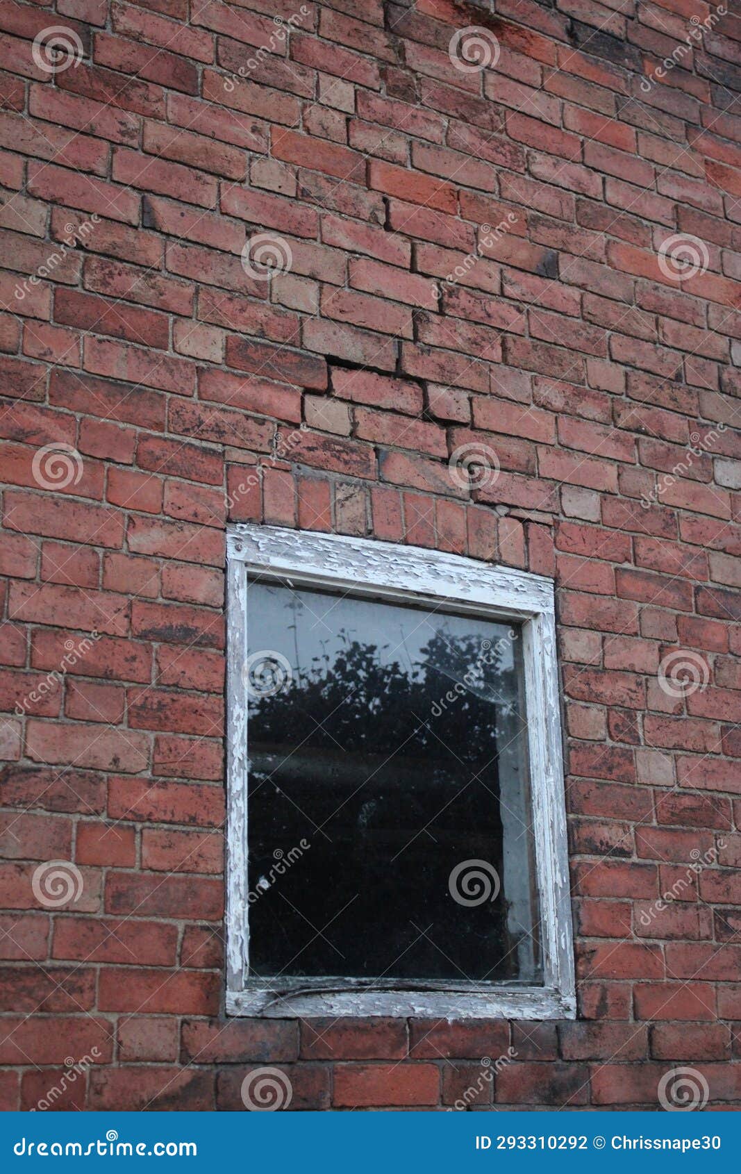 Grungy Building with Visible Subsidence, with Weathered Window Frame ...