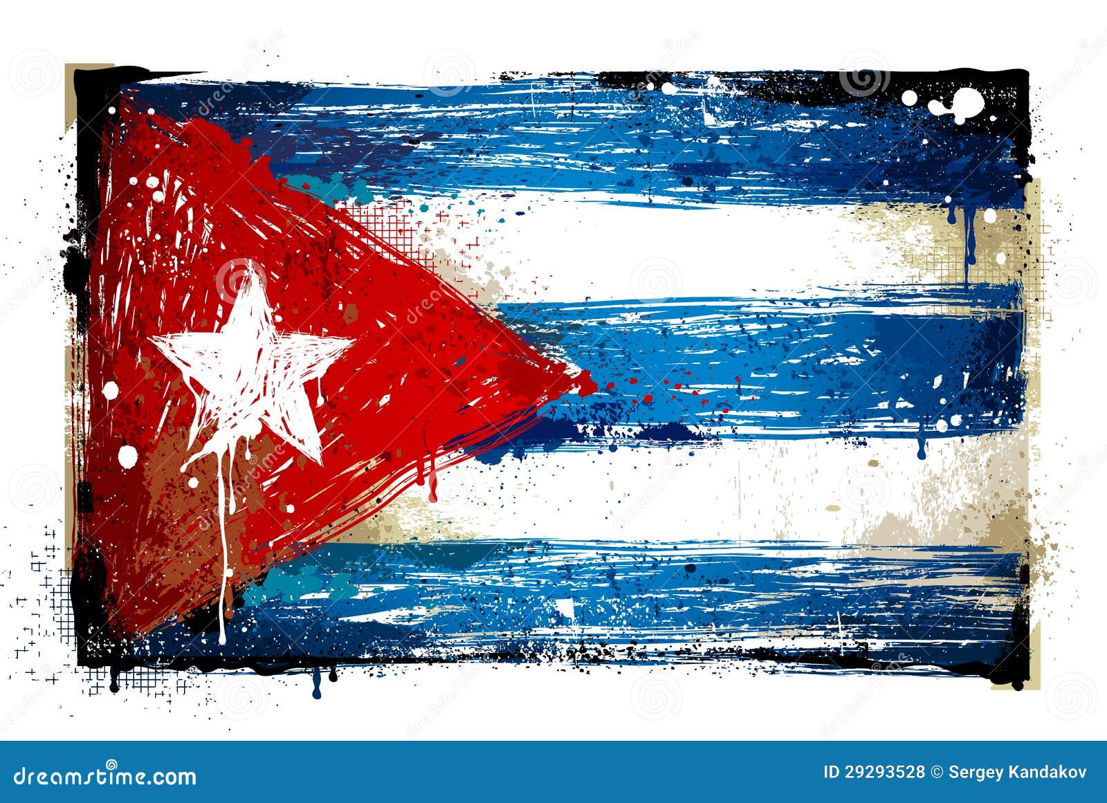 Grungy Cuban flag stock vector. Illustration of white - 29293528