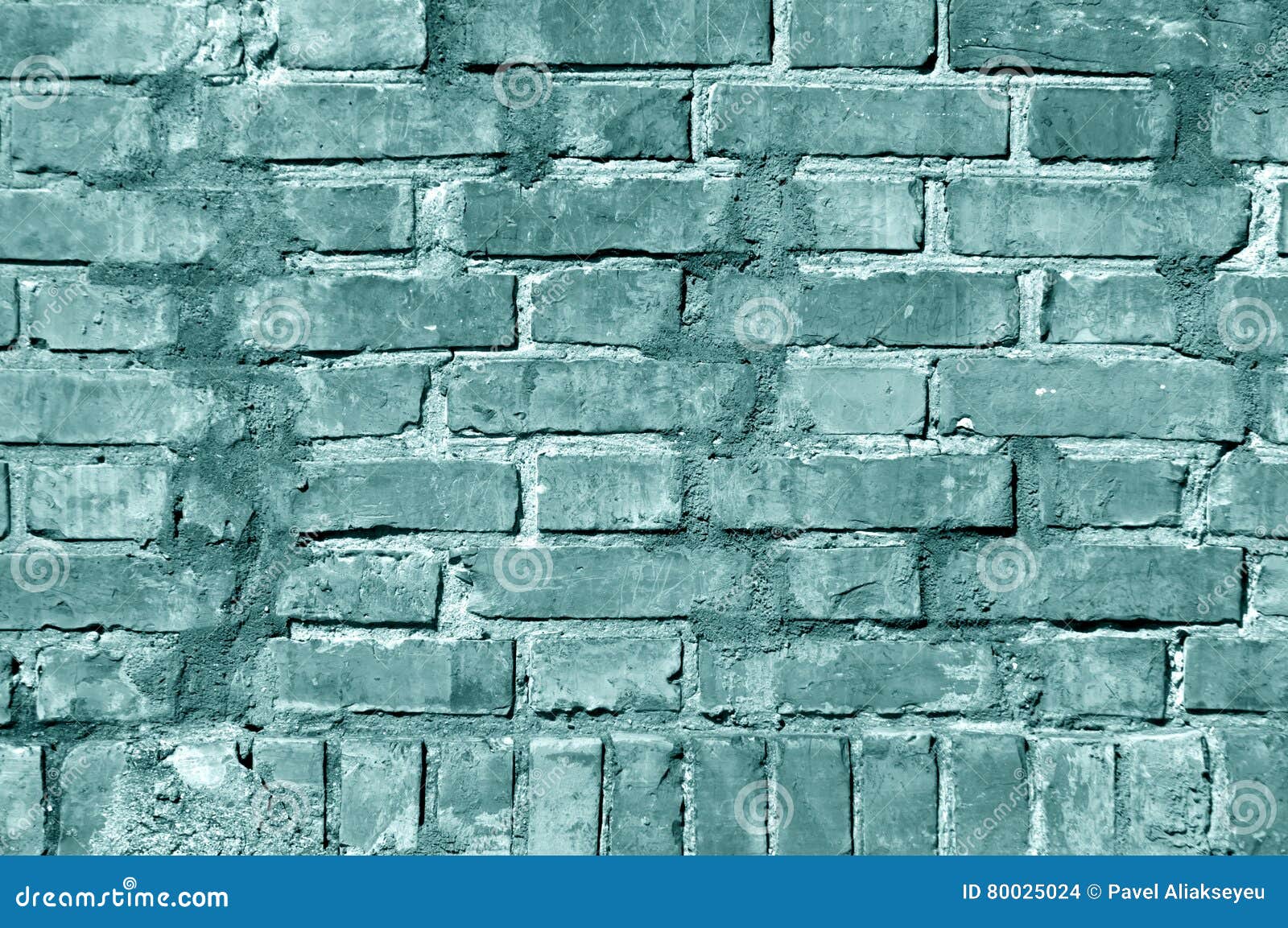 Grungy Cyan Toned Brick Wall Texture. Stock Photo - Image of block ...