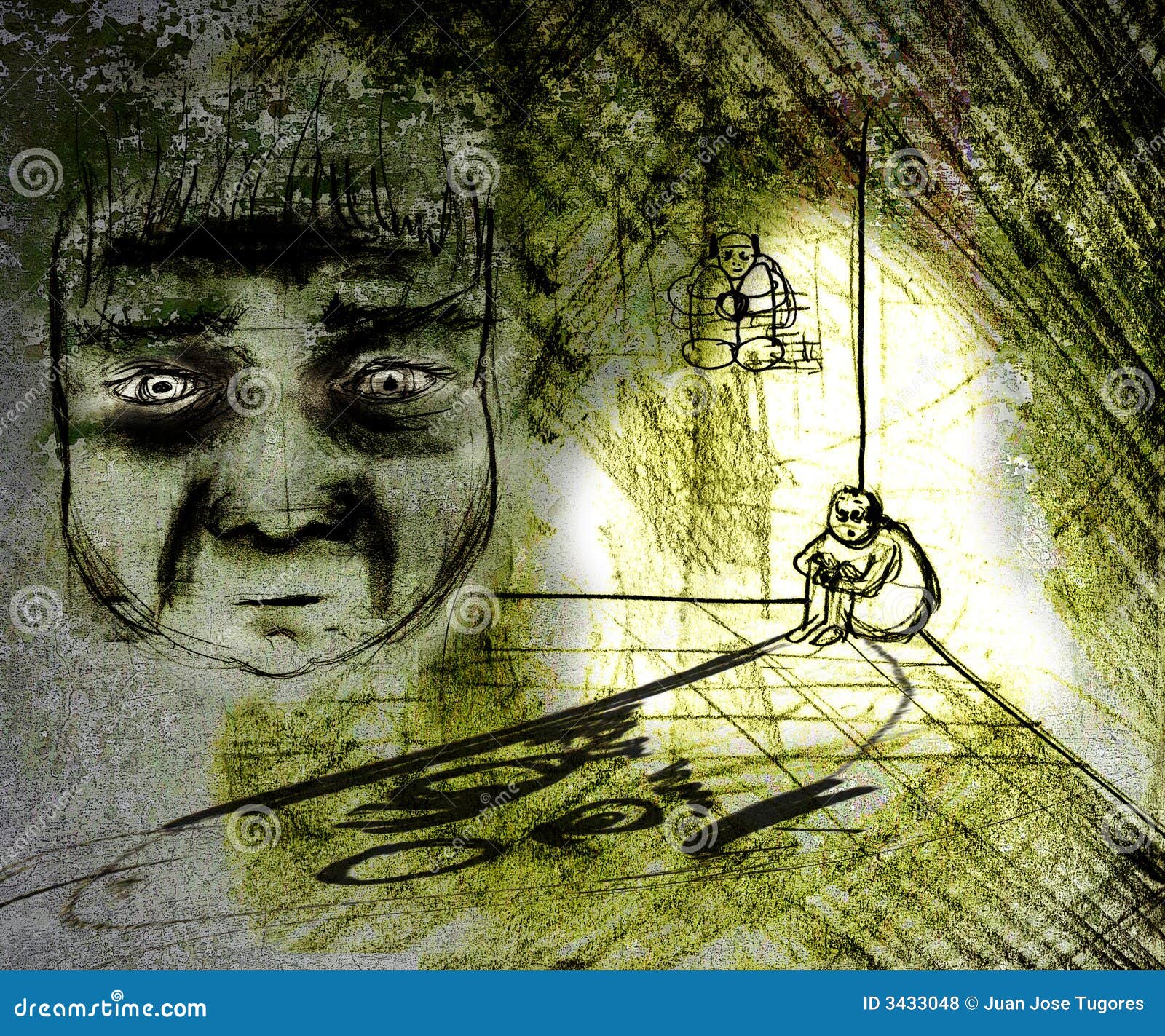 Grungy depressed man stock illustration. Illustration of crazy - 3433048