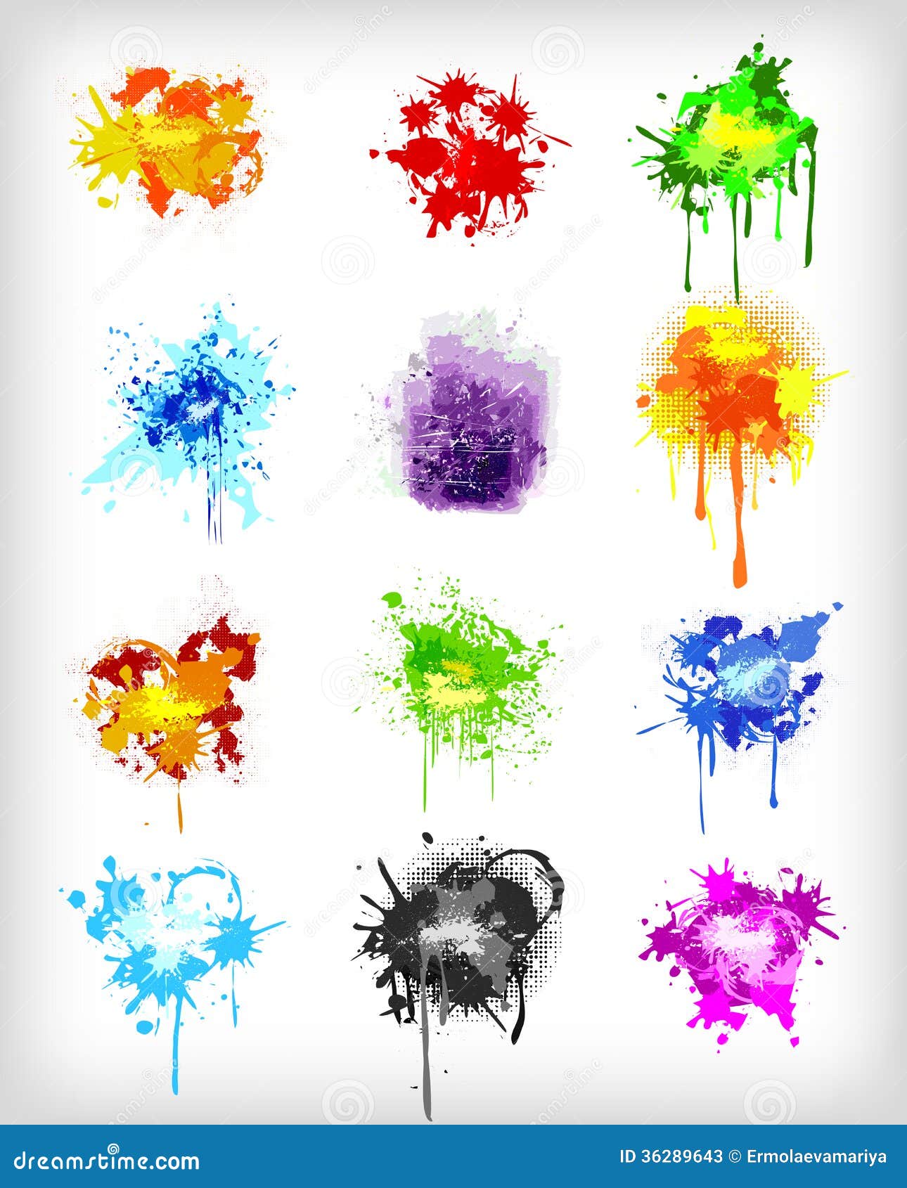 Grungy Design Colorful Elements. Vector Set Stock Vector - Illustration ...