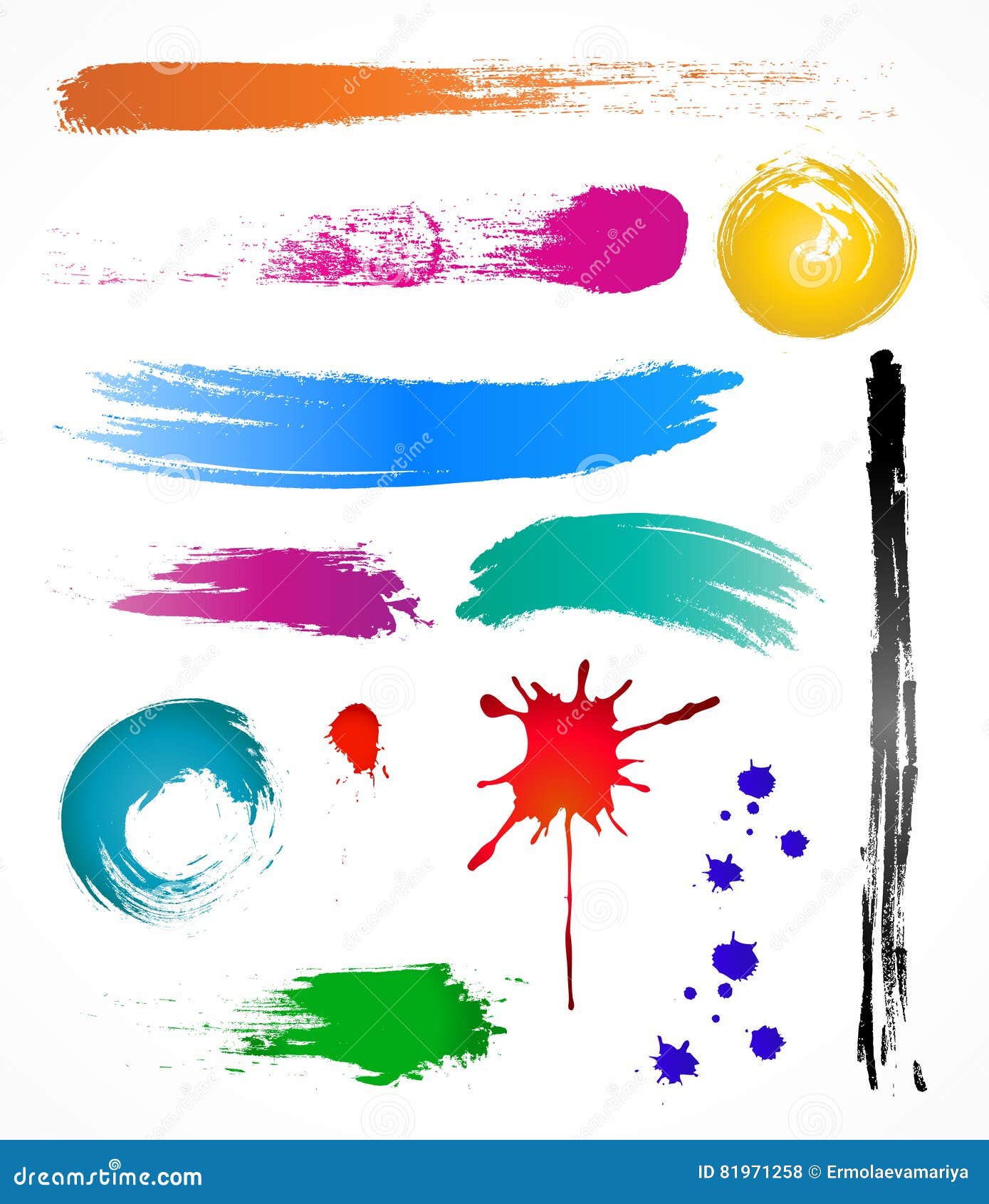 Grungy Design Colorful Elements. Vector Set 2 Stock Vector ...