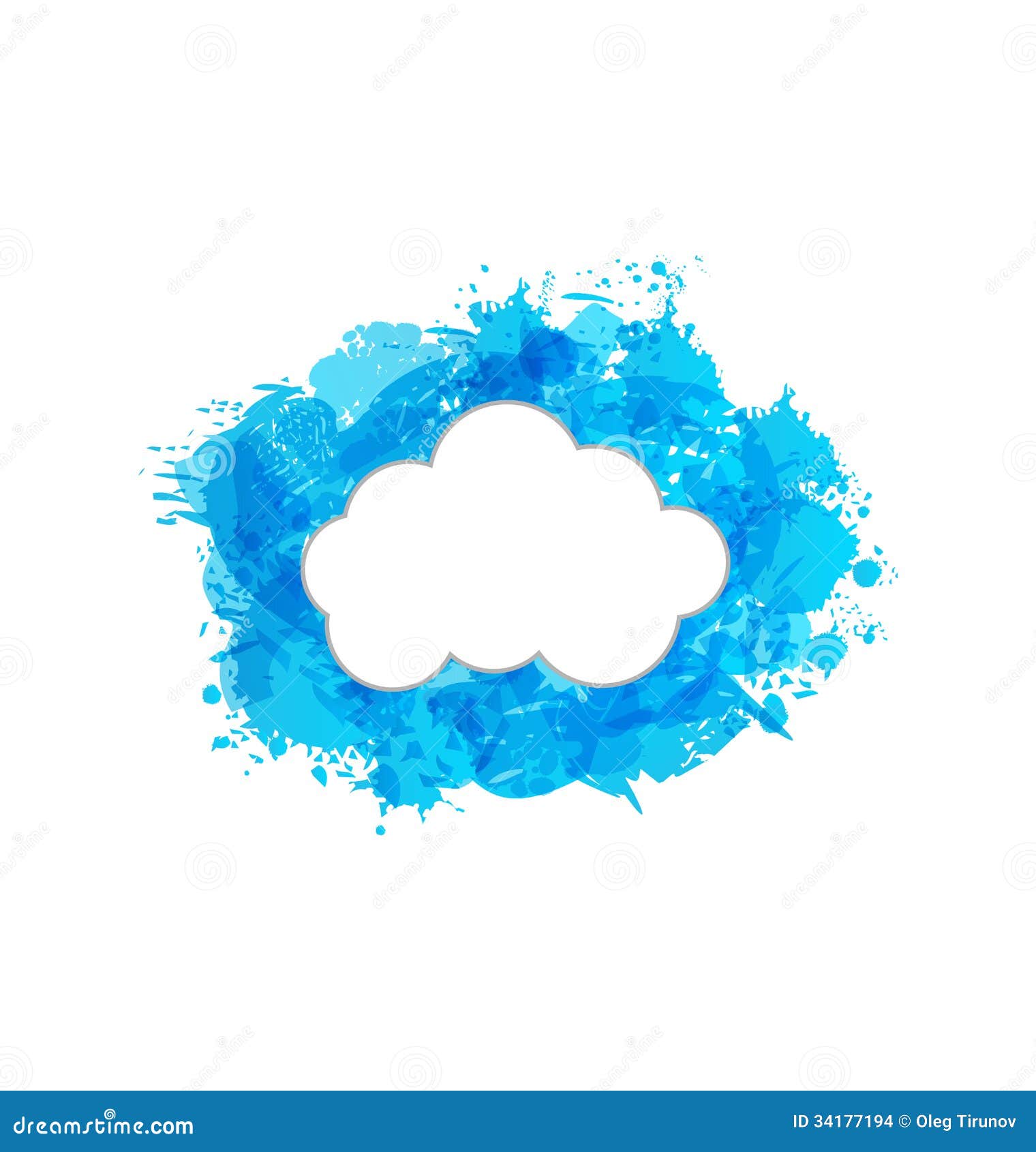 Grungy Frame with Cloud Isolated on White Backgrou Stock Vector ...