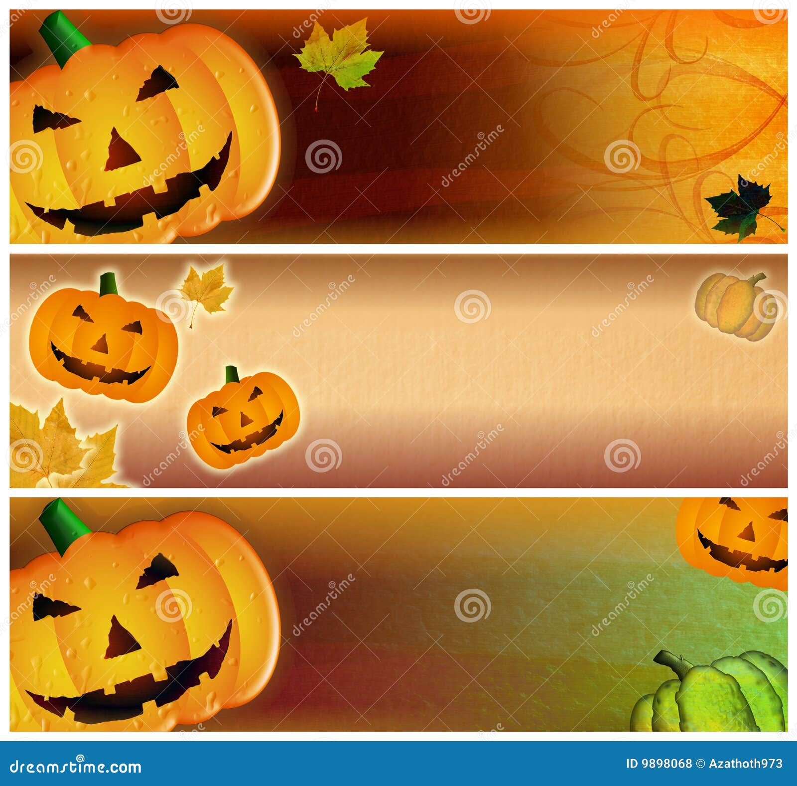 Grungy Halloween Pumpkin Headers Stock Illustration - Illustration of ...