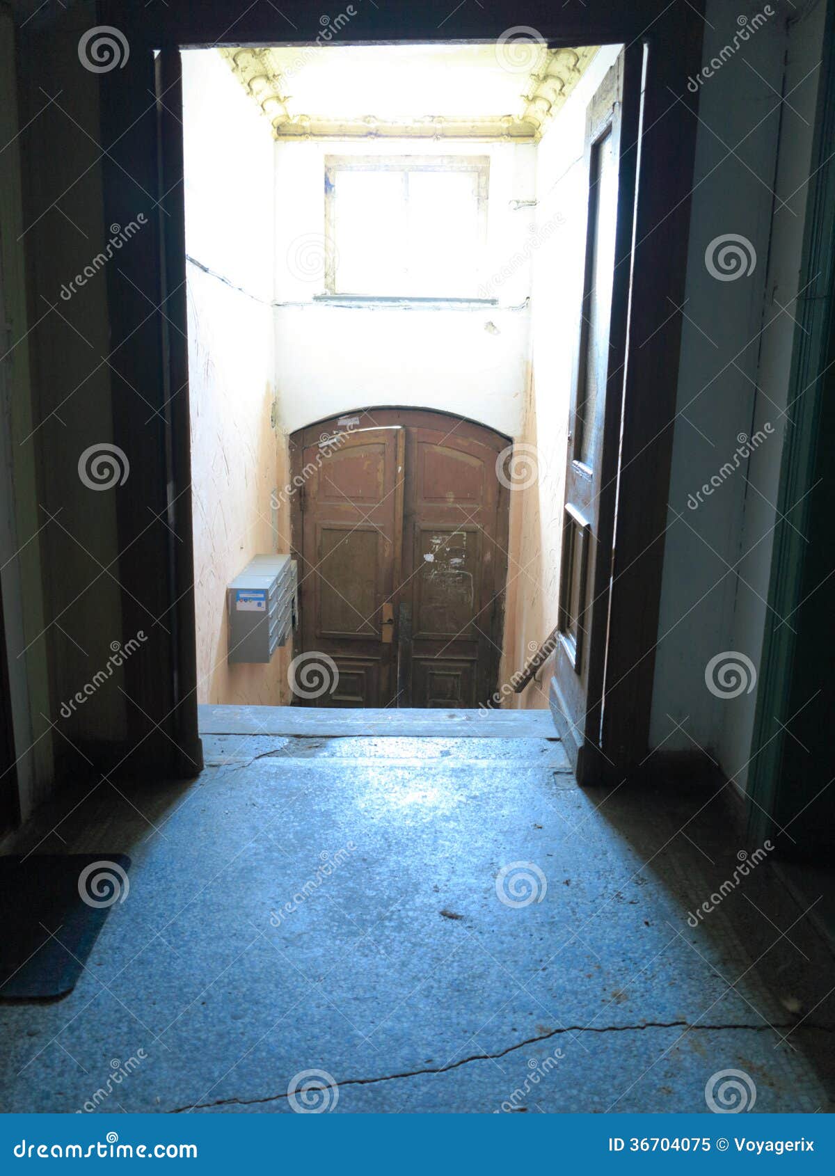 Grungy Hallway in Old Abandoned Building Stock Image - Image of inside ...