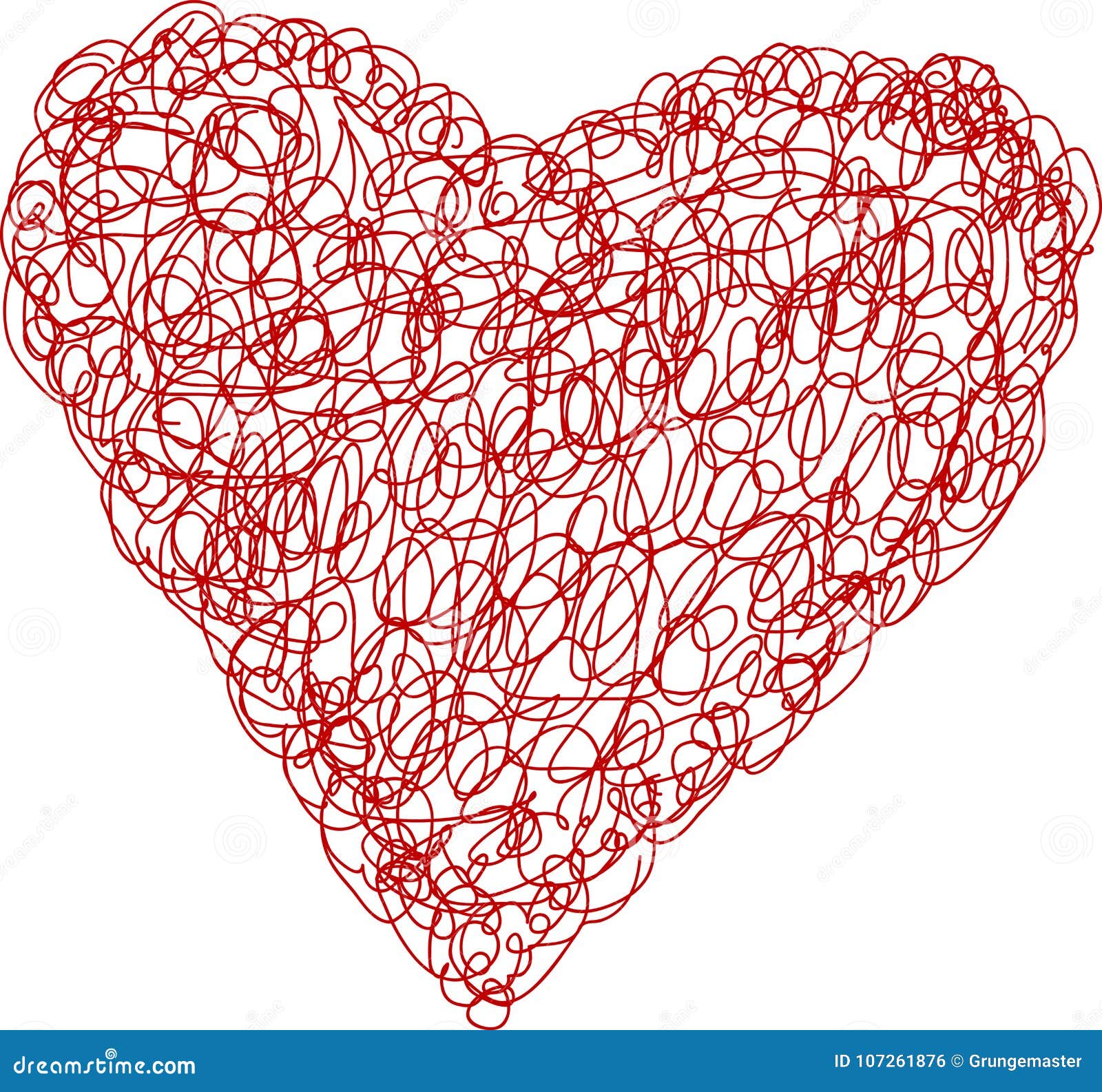 Grungy Heart Scribble, Love Symbol Stock Vector - Illustration of ...