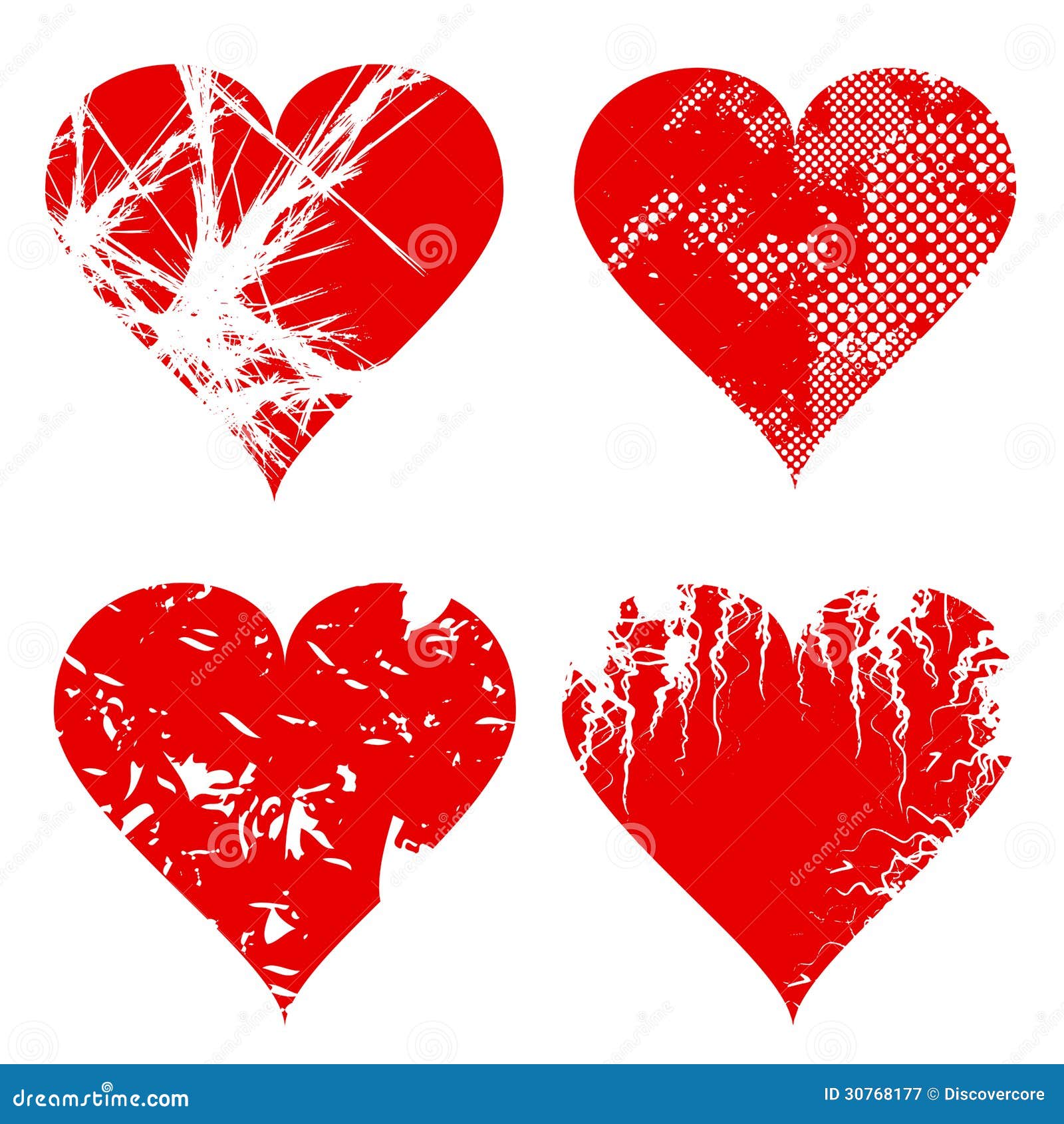 Grungy Heart Set 1 stock vector. Illustration of love - 30768177