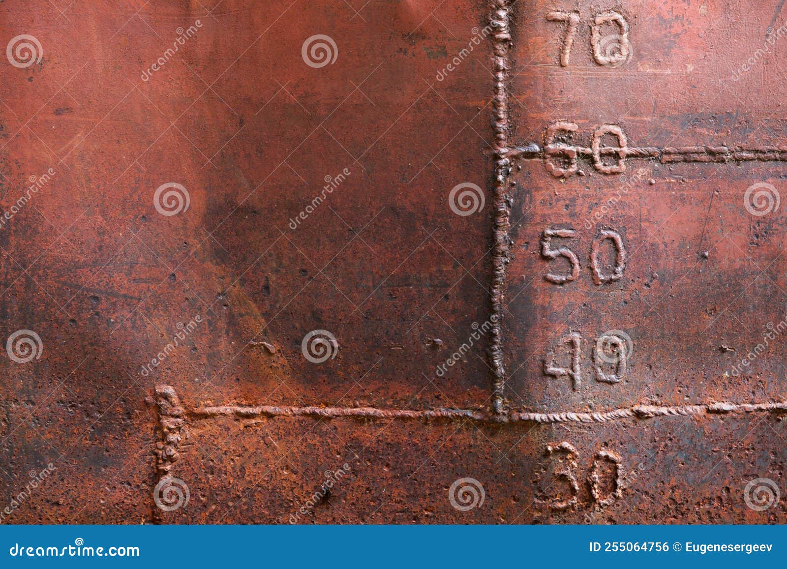 Grungy Old Ship Hull with Weld Seams and Draft Marks Stock Photo ...