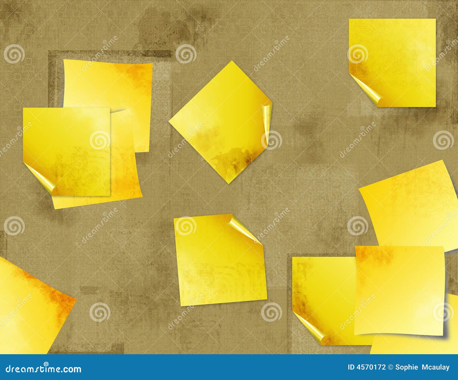 Grungy Post it Notice Board Stock Illustration - Illustration of line ...