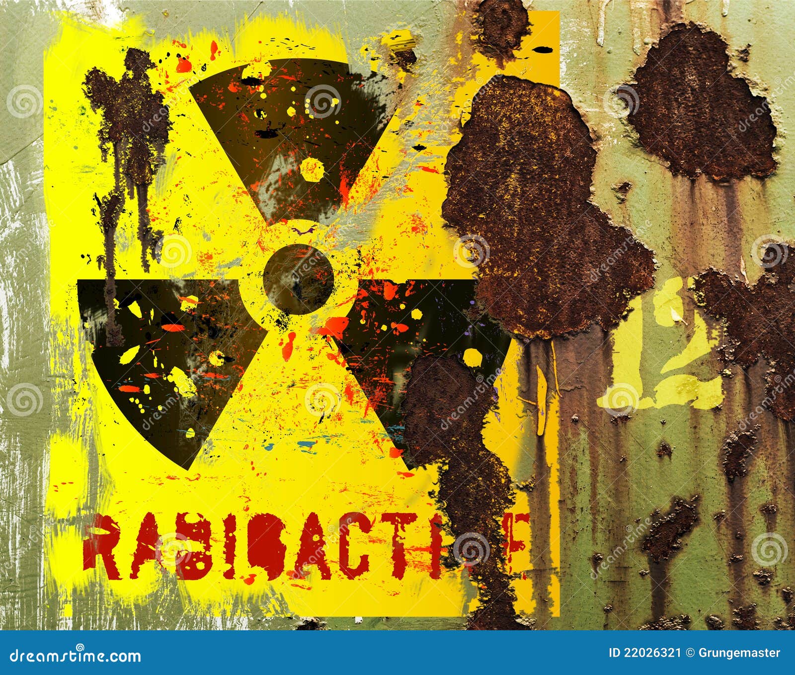 Radiation Sign On Background Of Polluted Green Fog. Dangerous Haze ...