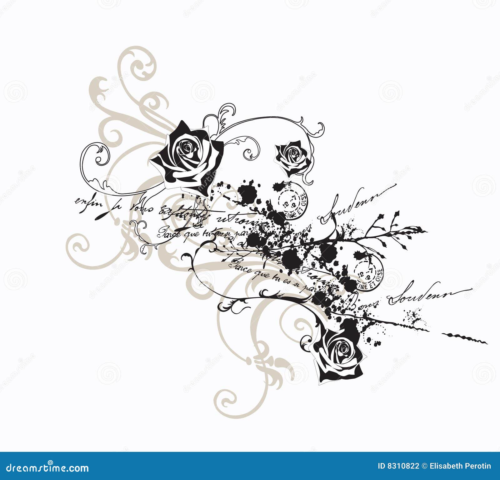 Grungy roses stock vector. Illustration of retro, creative - 8310822