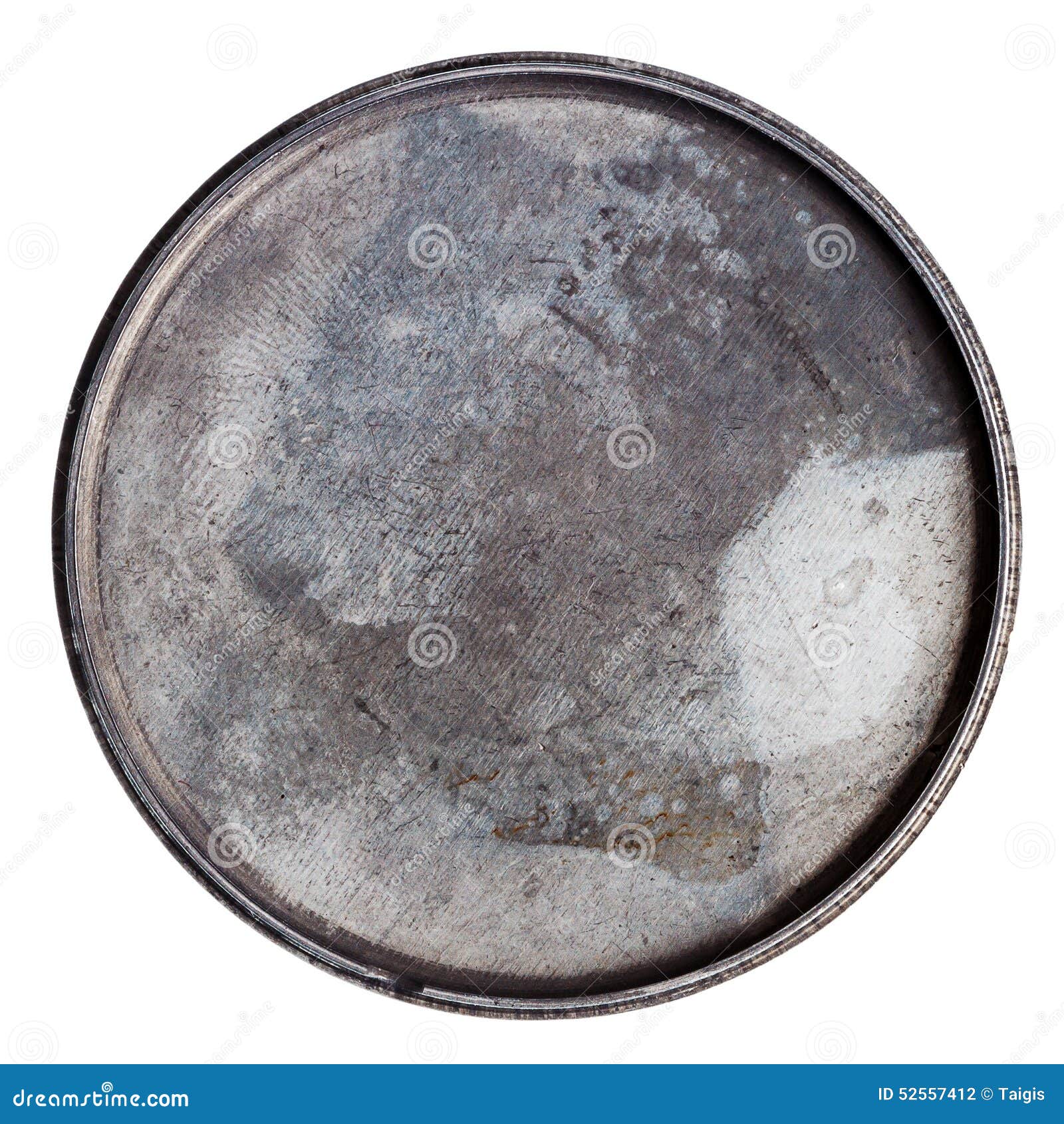 Grungy round metal plate stock photo. Image of closeup - 52557412