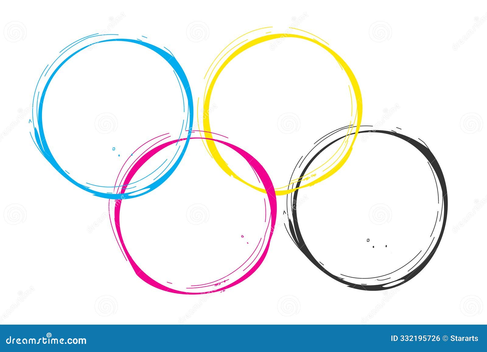 Grungy Style Cmyk Colors Round Shape Background Design Stock Vector ...