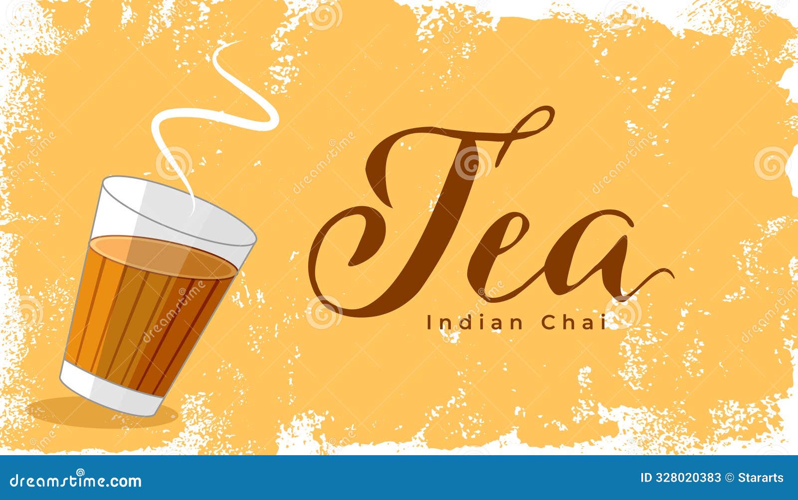 Grungy Style Indian Tea Or Chai Poster Design Cartoon Vector ...