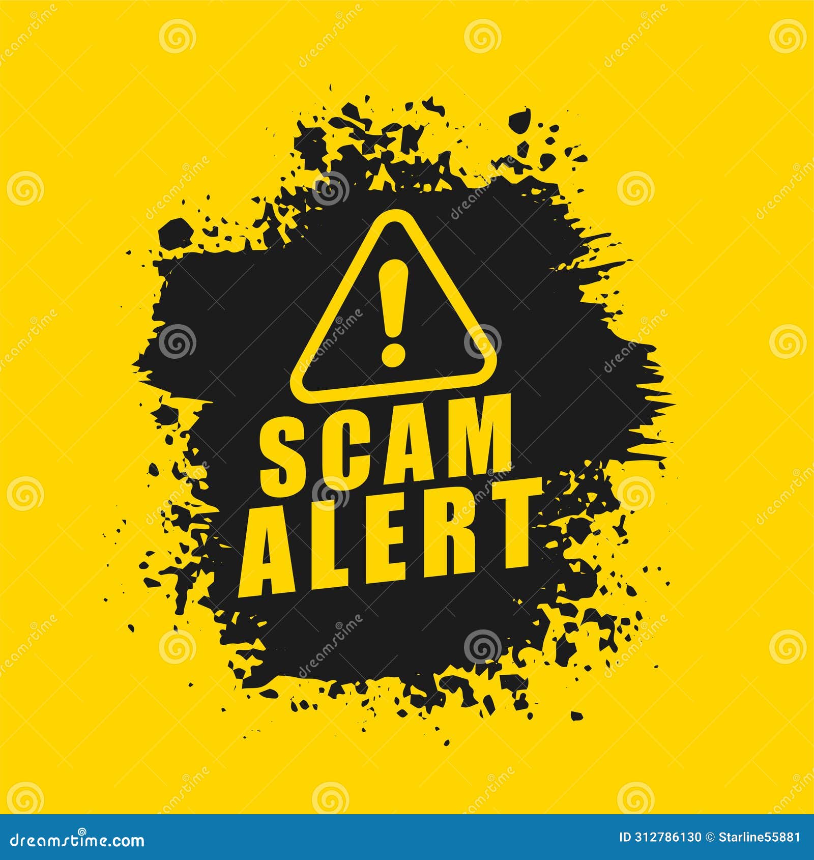 Grungy Style Scam Alert Yellow Background Keep Your Data Protected ...