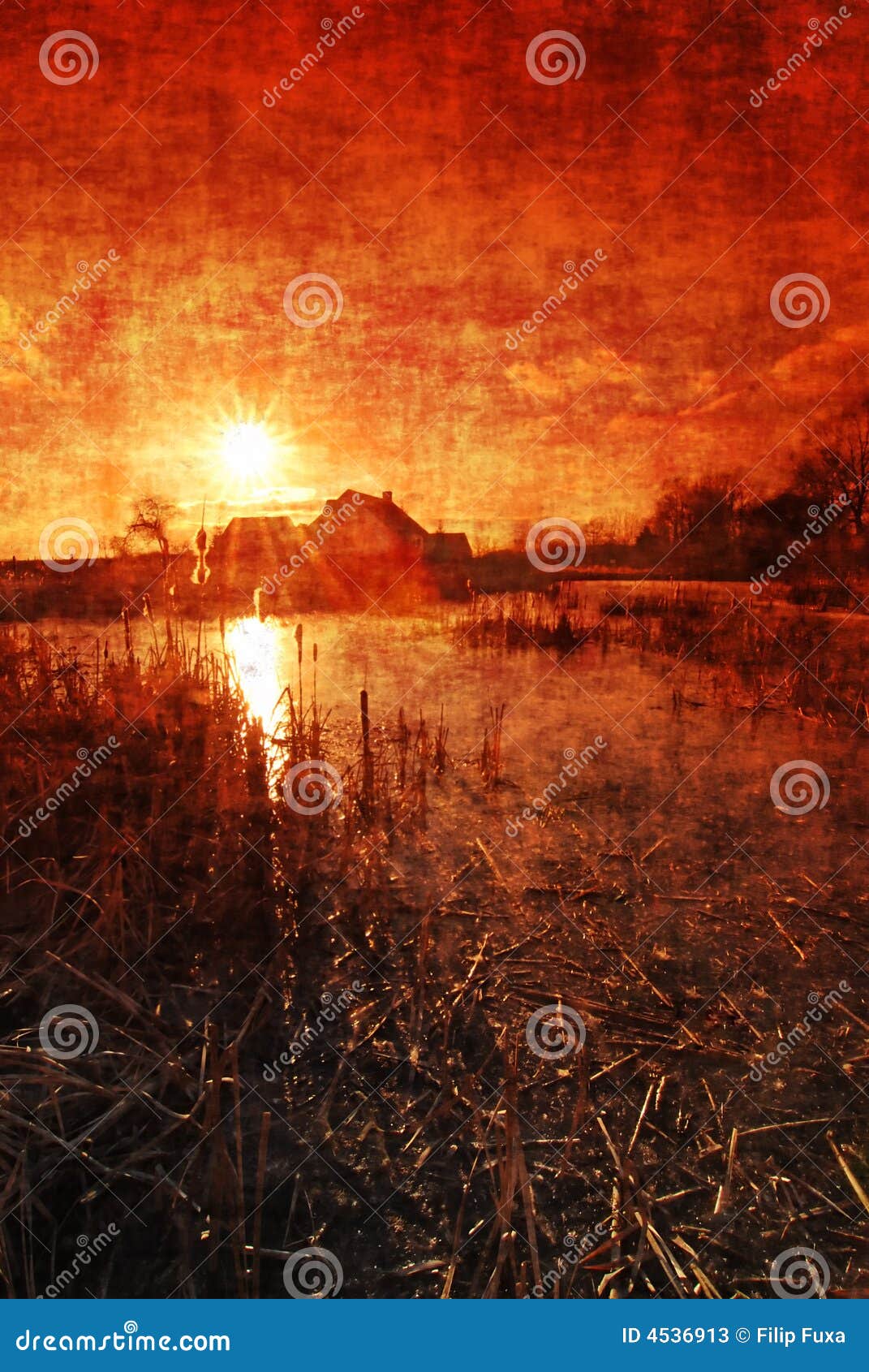 Grungy sunset stock image. Image of aged, pictorial, retro - 4536913