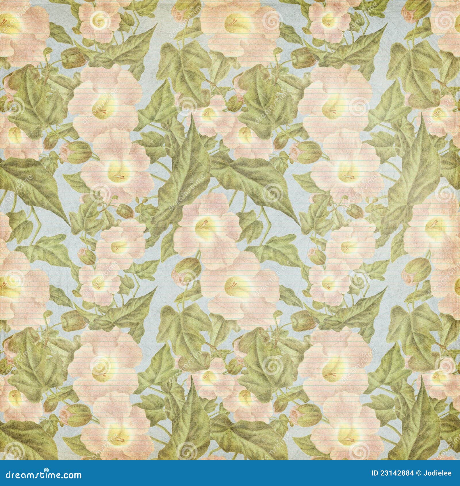 Grungy Vintage Antique Pink Flower Pattern Stock Illustration ...