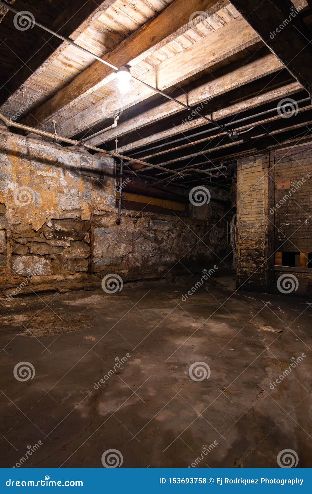 Grungy warehouse basement stock photo. Image of building - 153693758